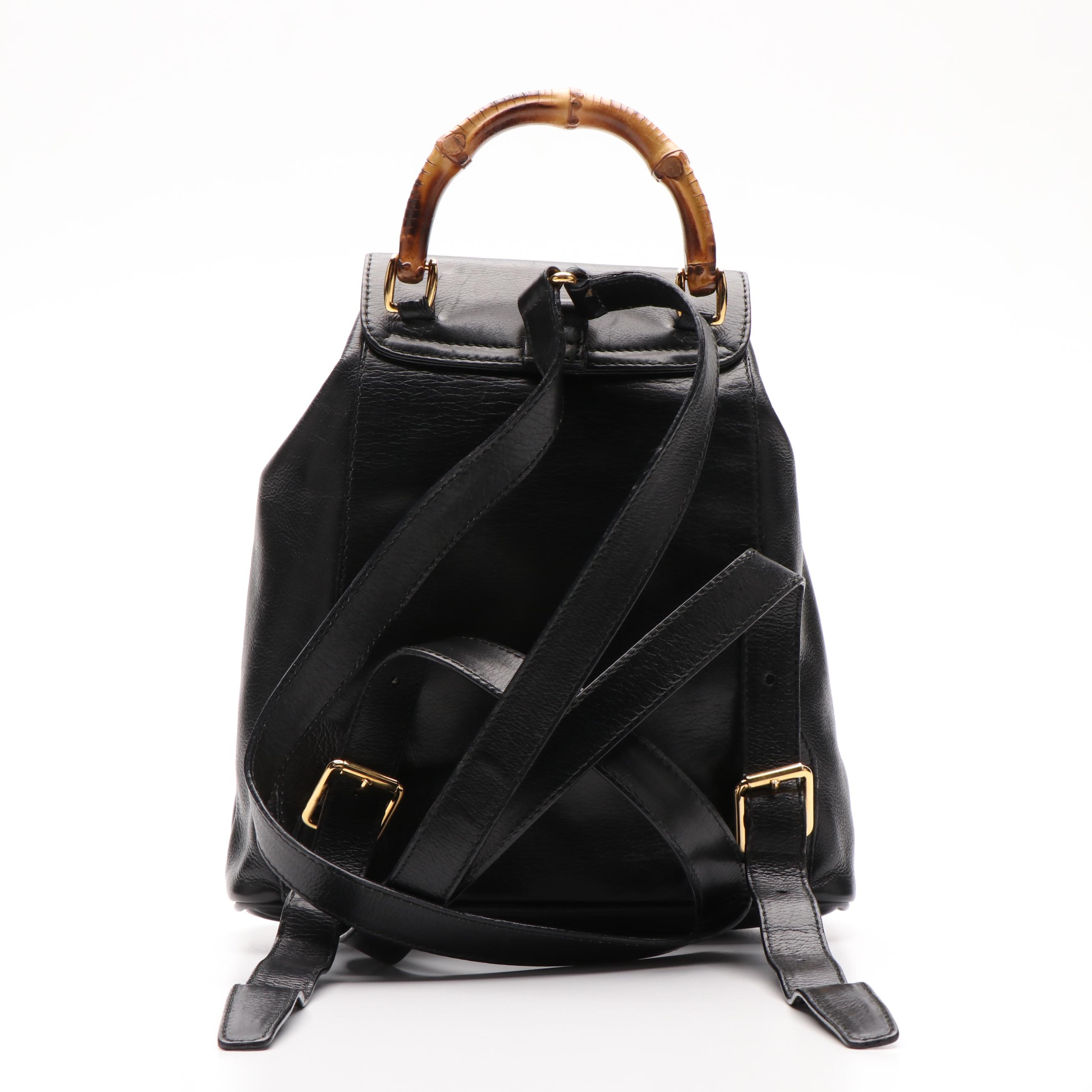 Gucci Small Backpack in Bamboo Black Leather | EBTH