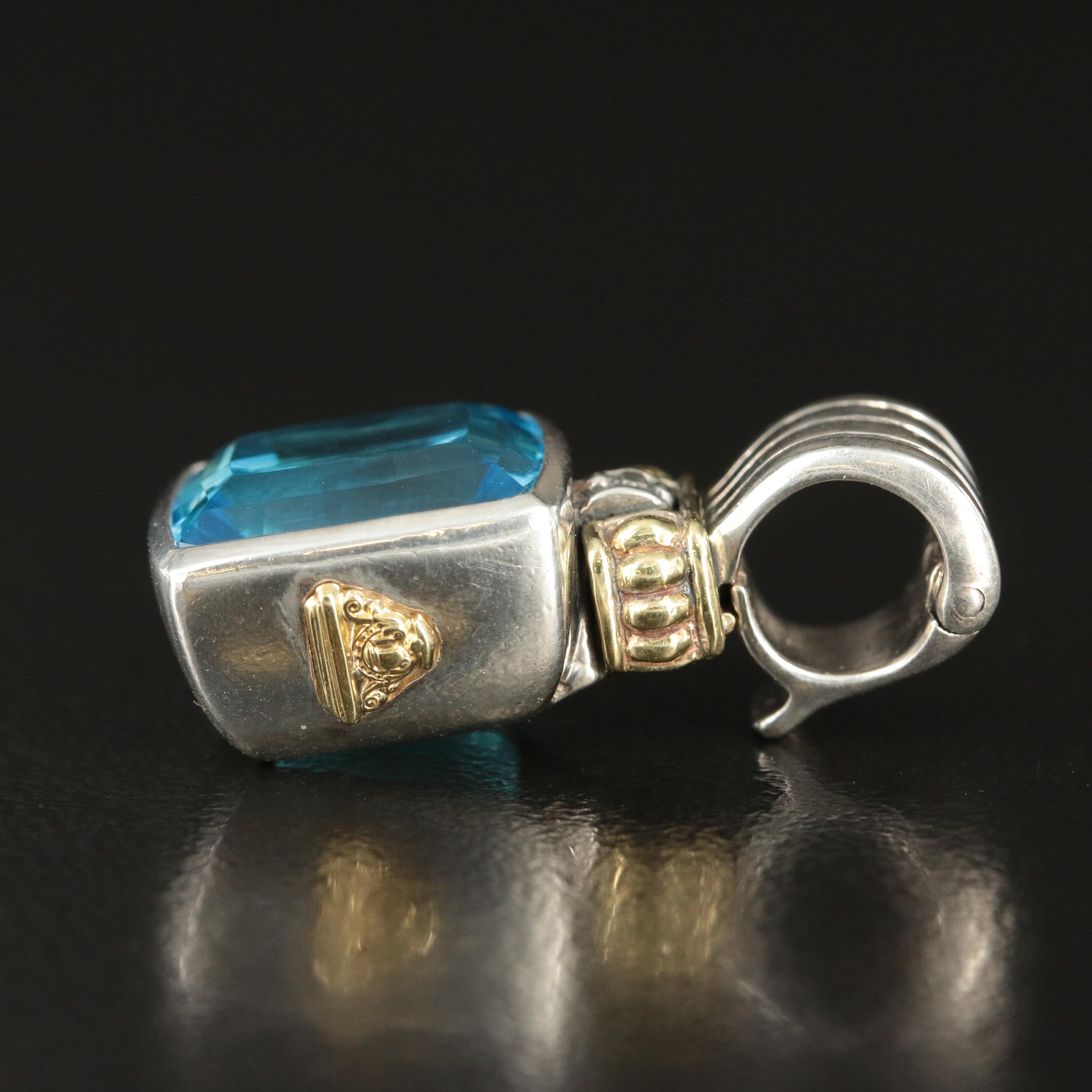 Caviar by Lagos "Glacier" Sterling and Topaz Enhancer Pendant with 18K ...