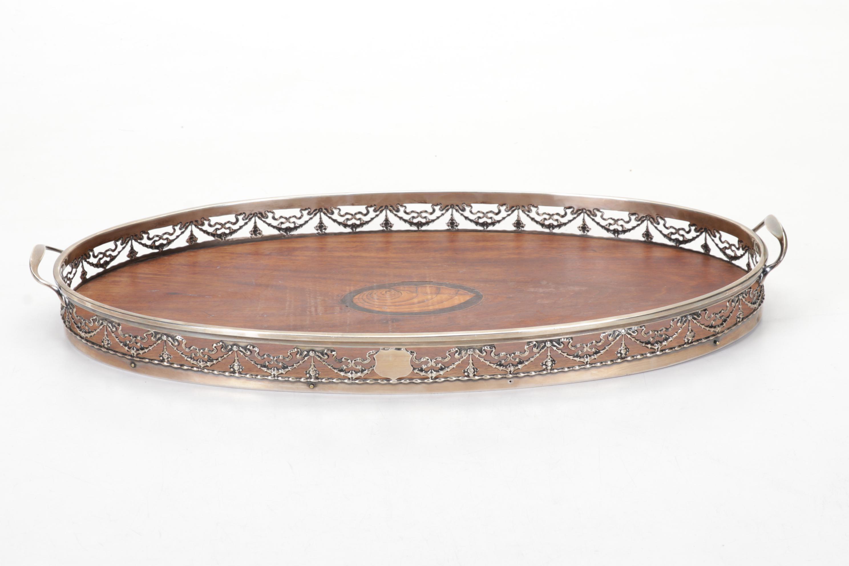 Sterling and Mahogany Shell Motif Inlay Tray, Mauser Mfg. Co., 1887 ...