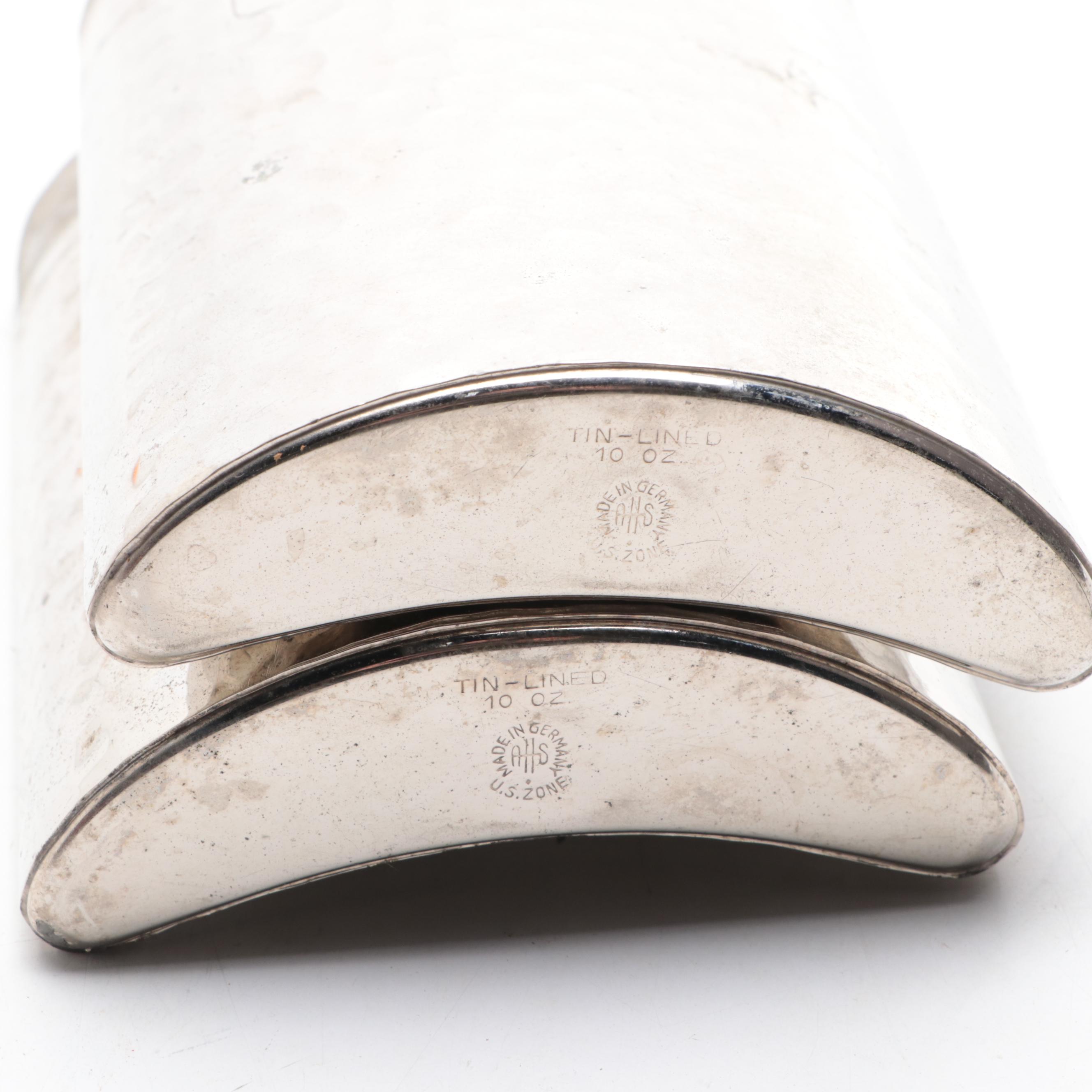 AHS Hammered West German Flasks with Leather Case, Mid-20th Century | EBTH