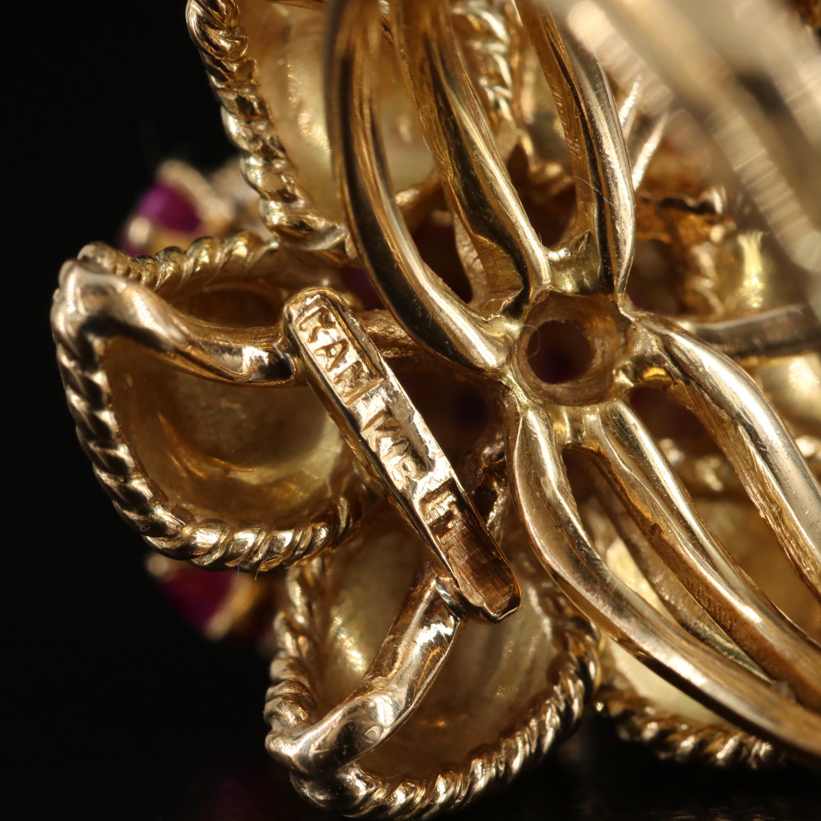 Vintage 18K Pavé Ruby Flower Ring | EBTH
