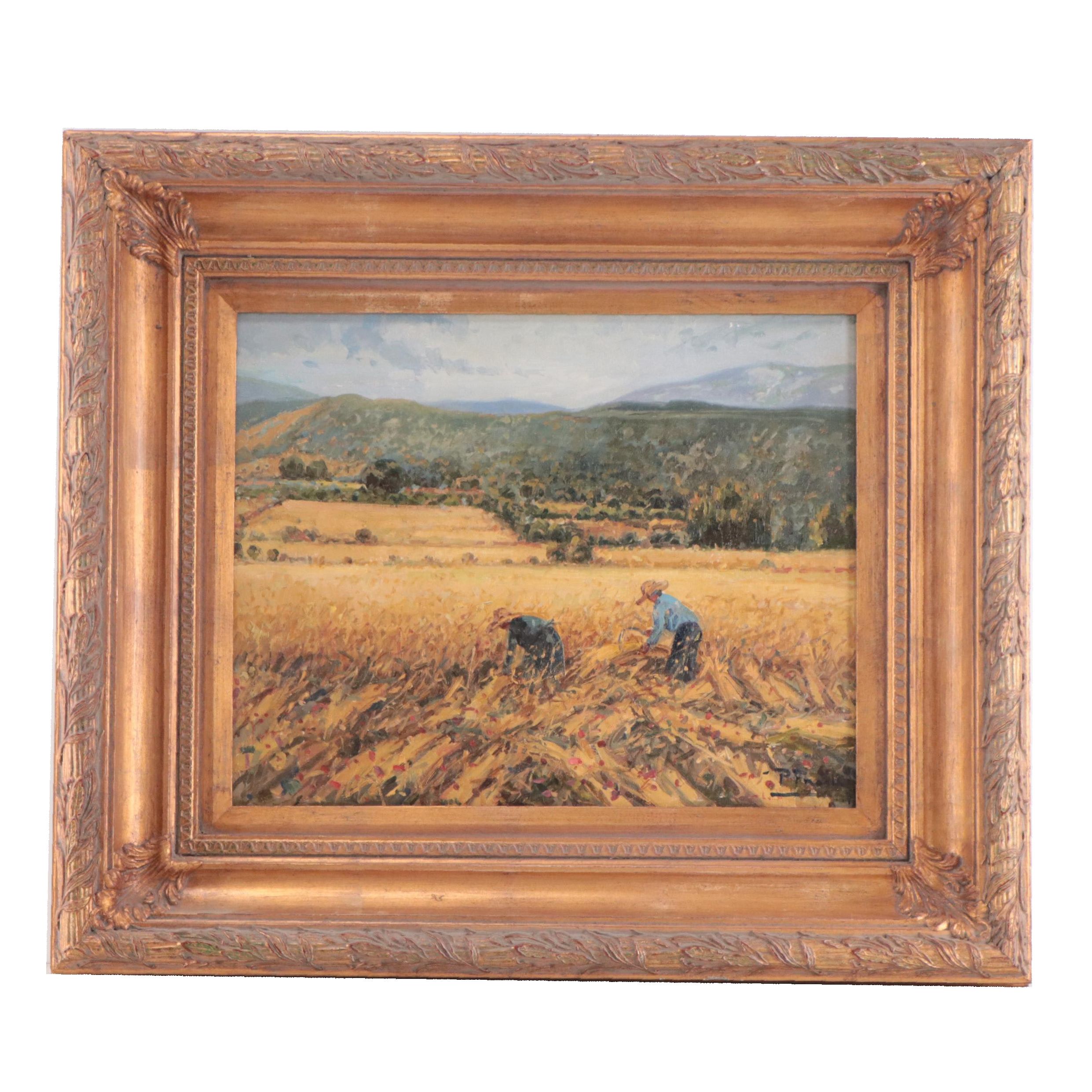 P. Franke Oil Painting "Campesinos - Salamanca," 1997 | EBTH