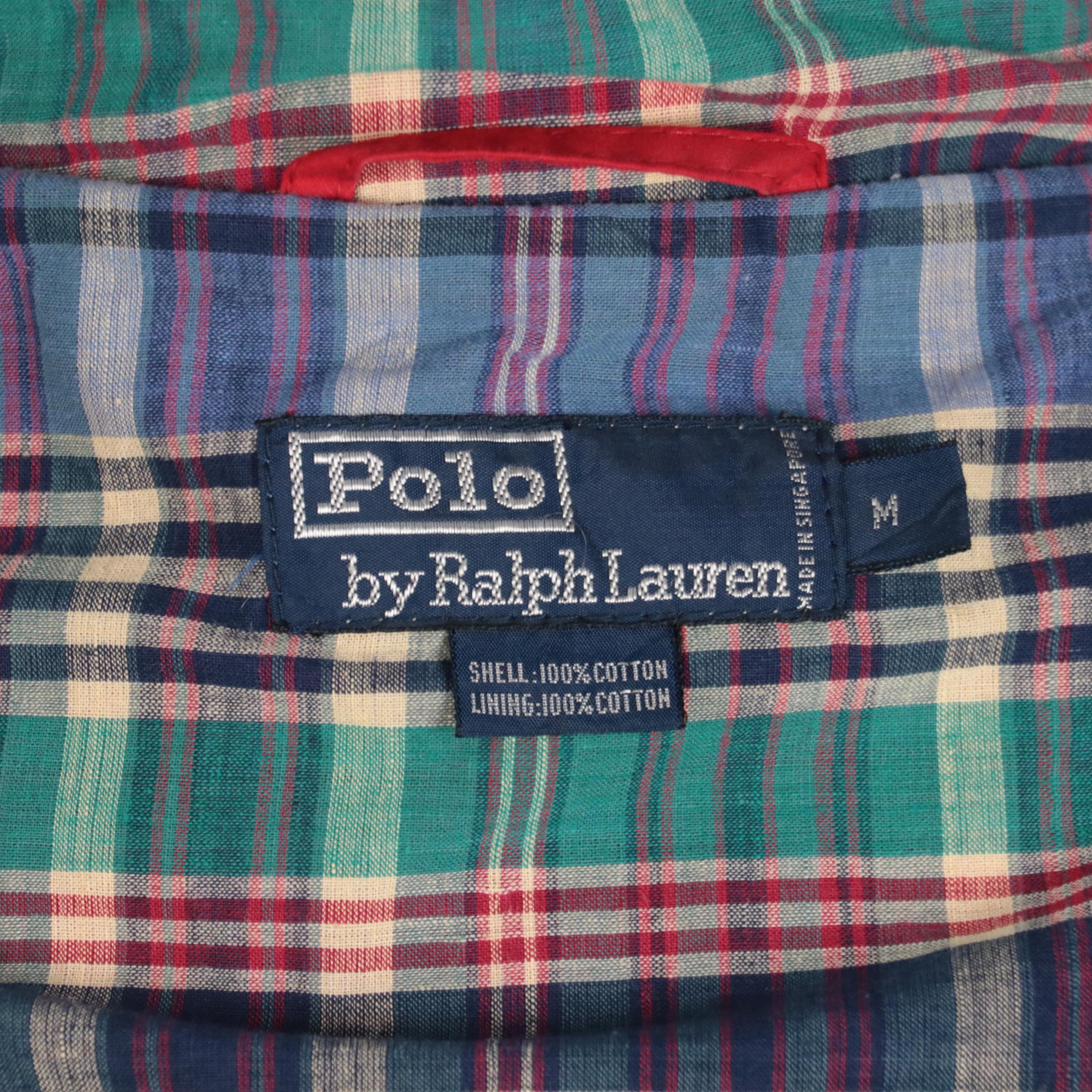 Men's Polo Ralph Lauren Red Rain Jacket with Plaid Madras Lining | EBTH