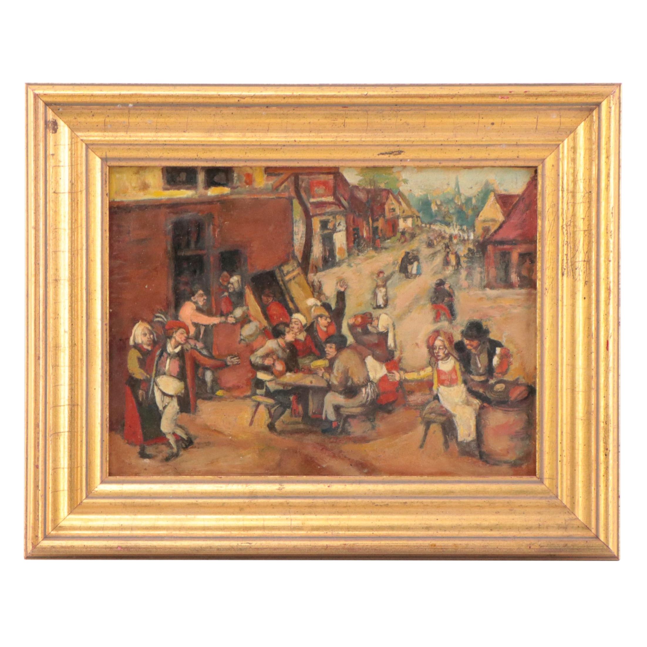 Oil Painting of Merrymaking Peasants After Pieter Brueghel, The Younger ...