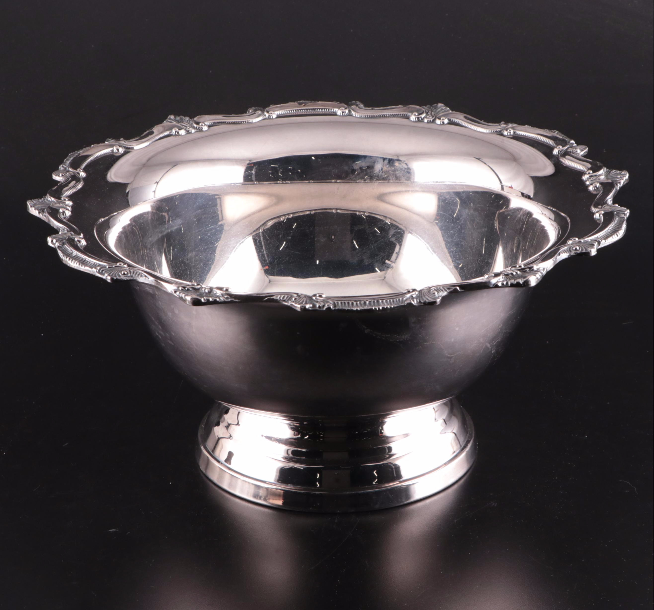 Leonard Silver Plate Tray with Other Silver Plate Bowl, Cups, and Ladle ...