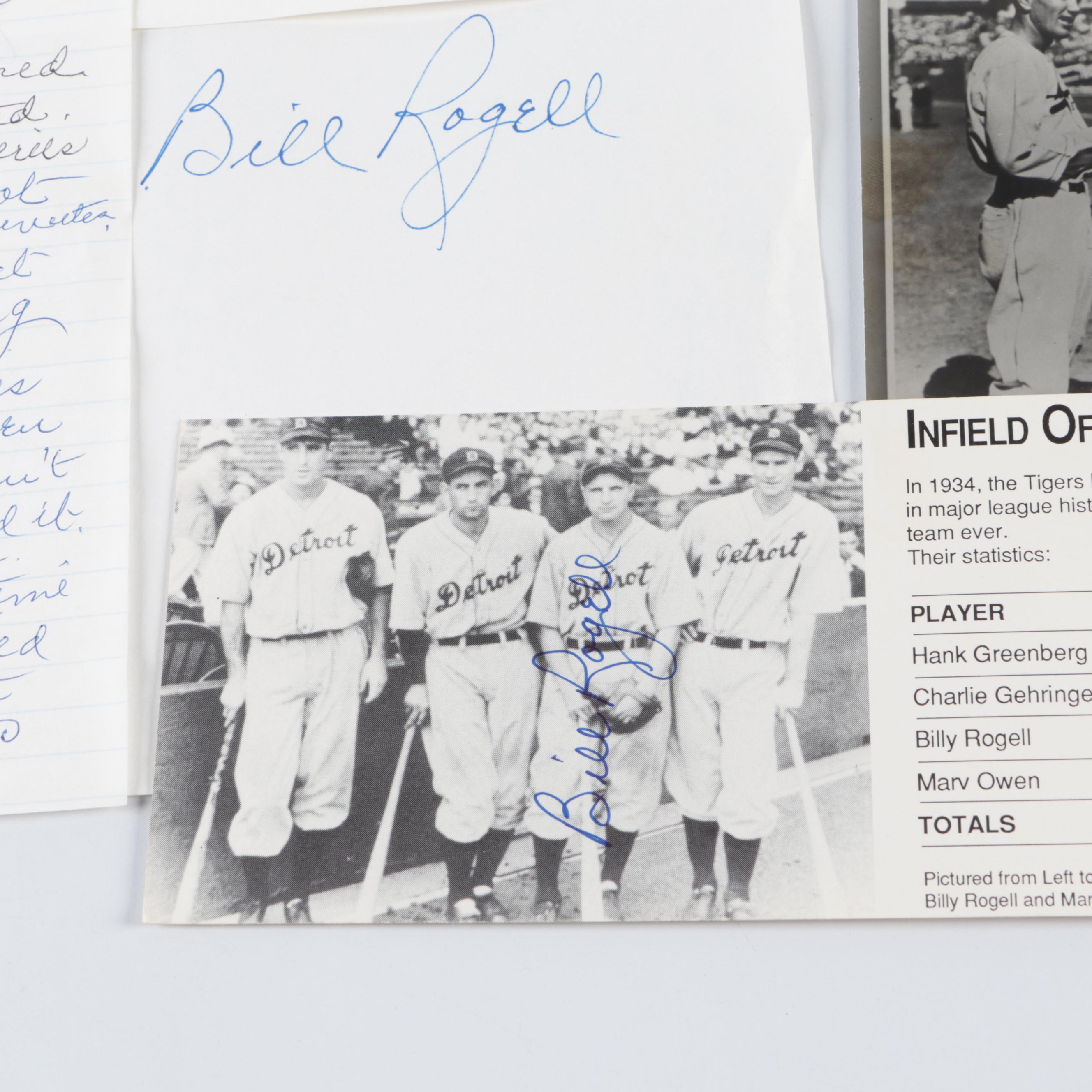 Bill Rogell Signed Vintage Baseball Glove, Cards, Handwritten Letters ...
