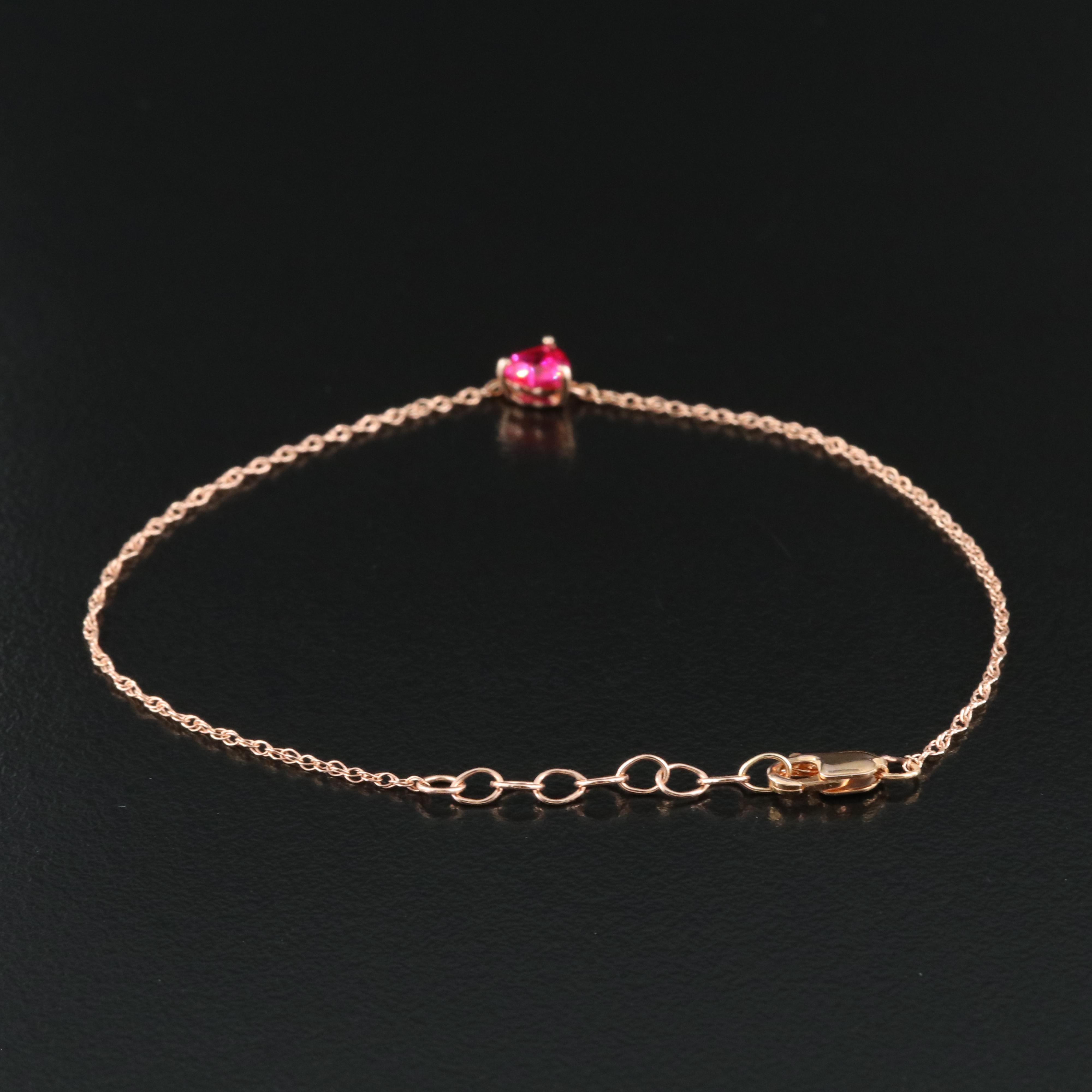 10K Rose Gold Ruby Heart Bracelet | EBTH