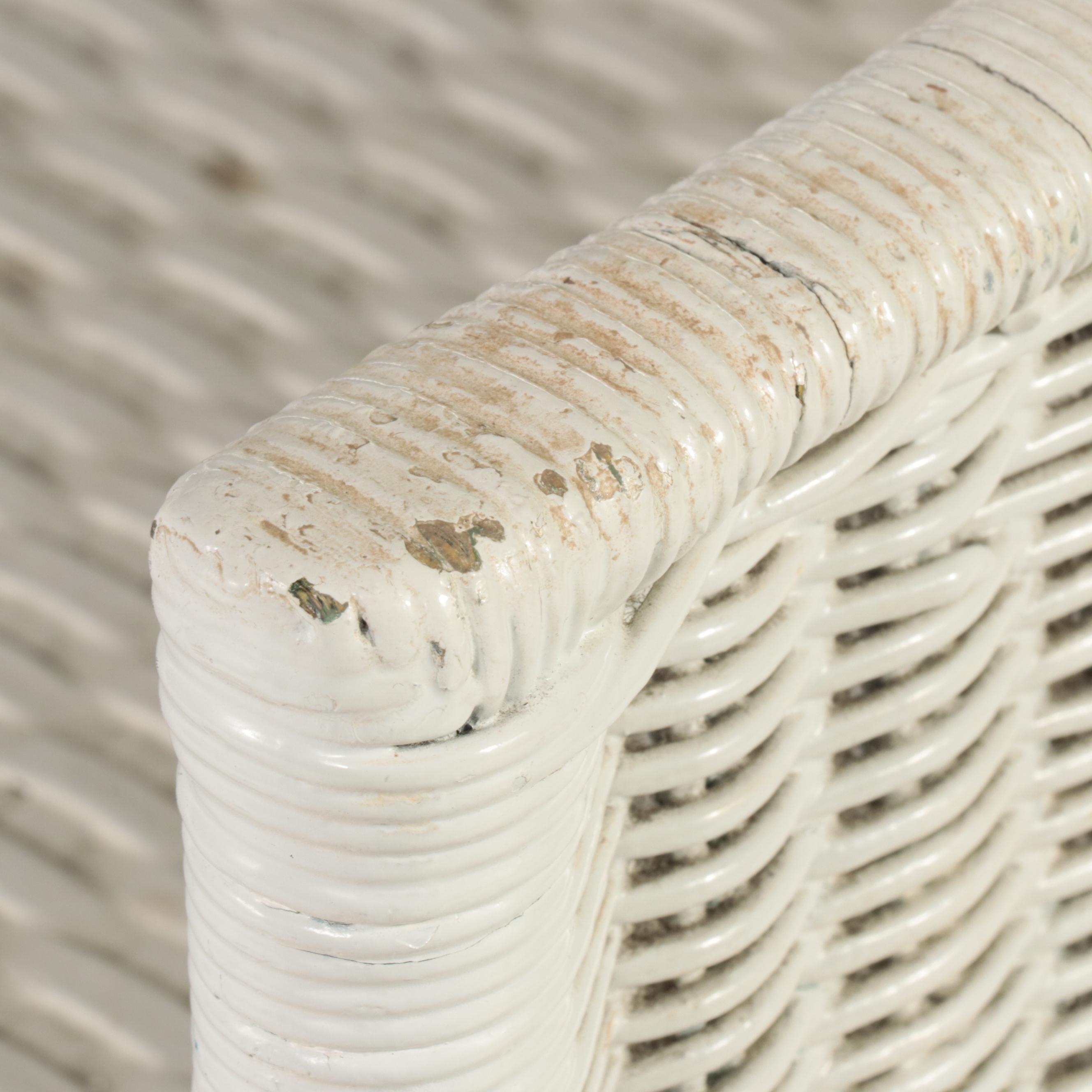 White-Painted Wicker Vanity Table, Late 20th Century | EBTH