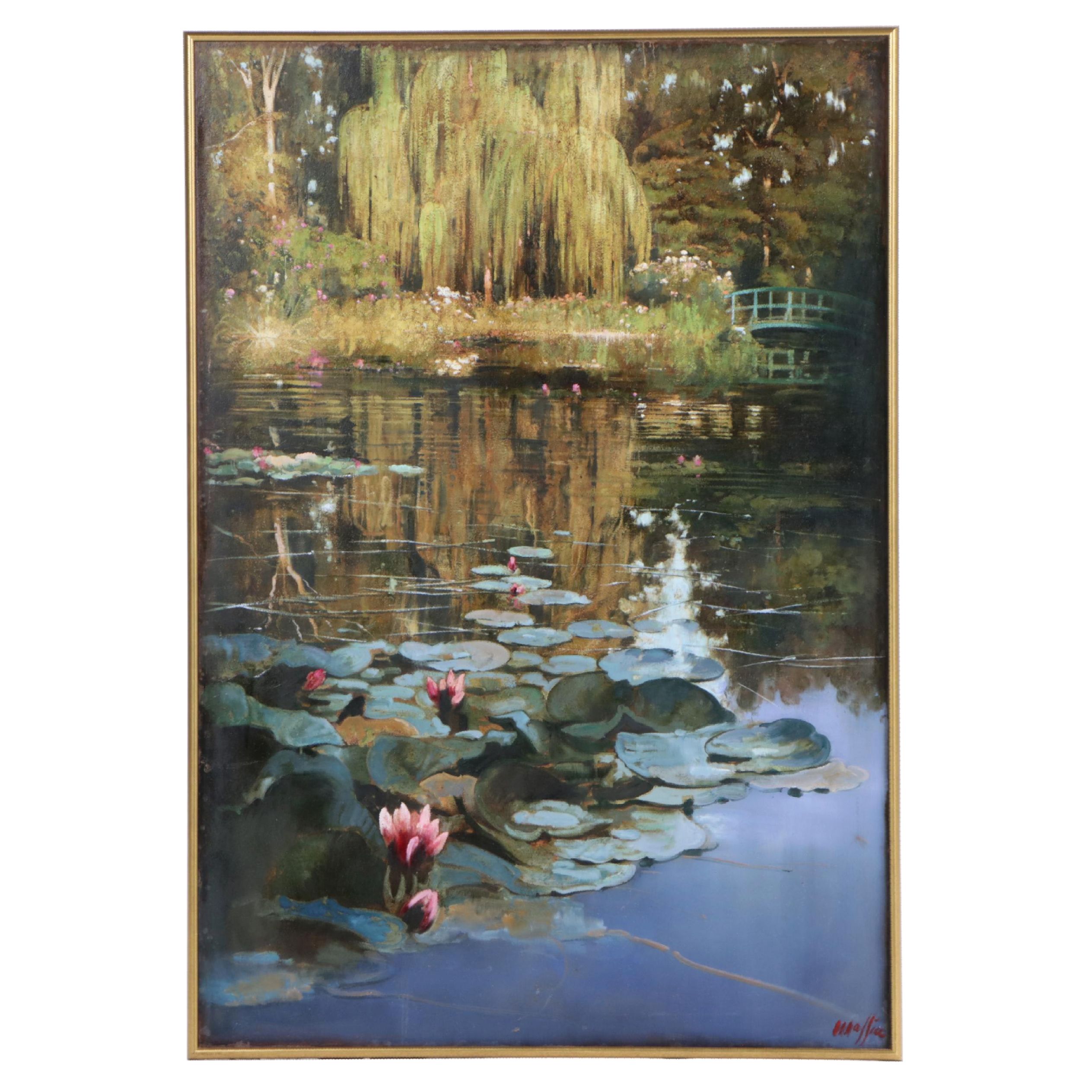 Daniel Maffia Large-Scale Pond Landscape Oil Painting | EBTH