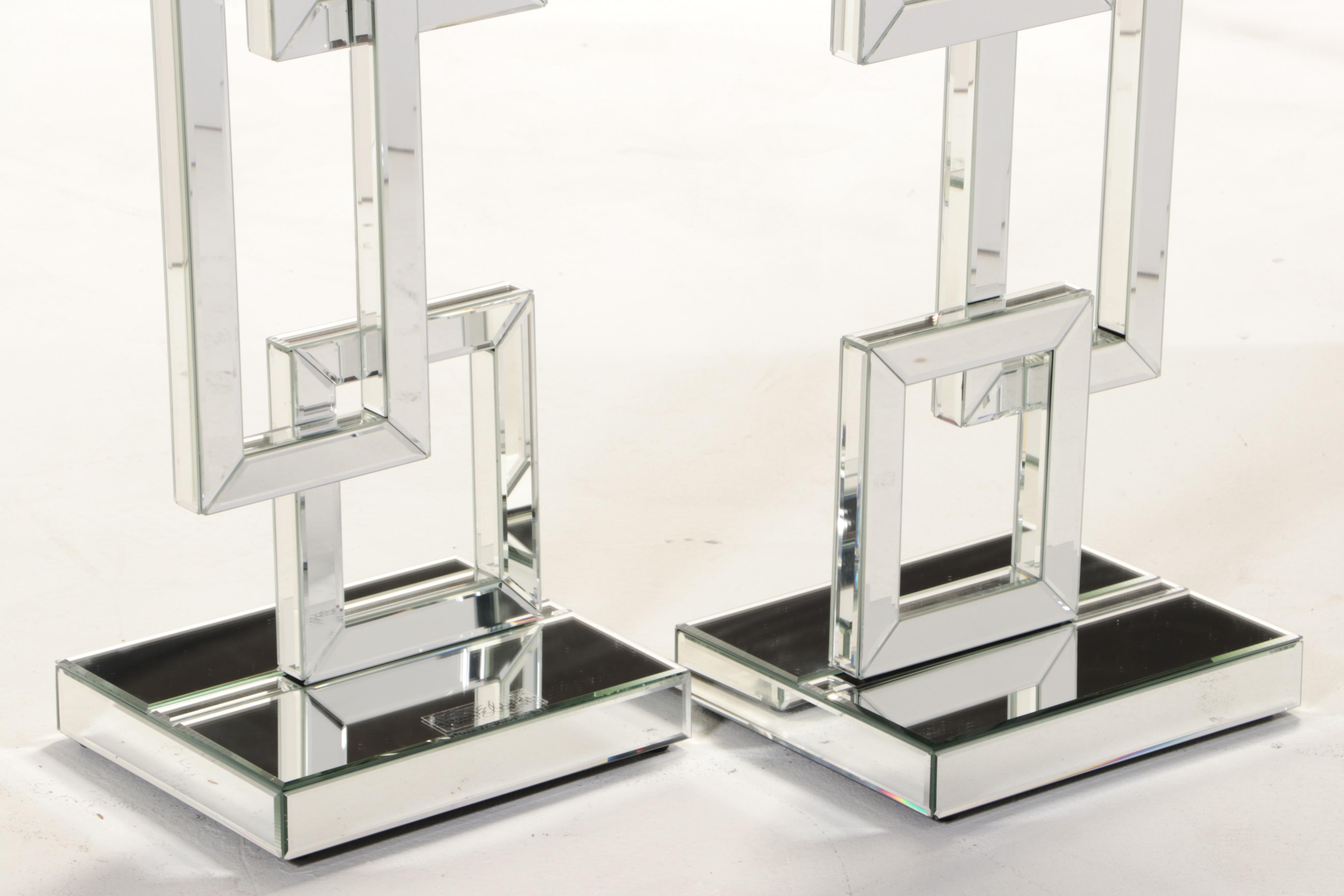 Pair of Howard Elliott Collection Abstract Geometric Mirrored ...