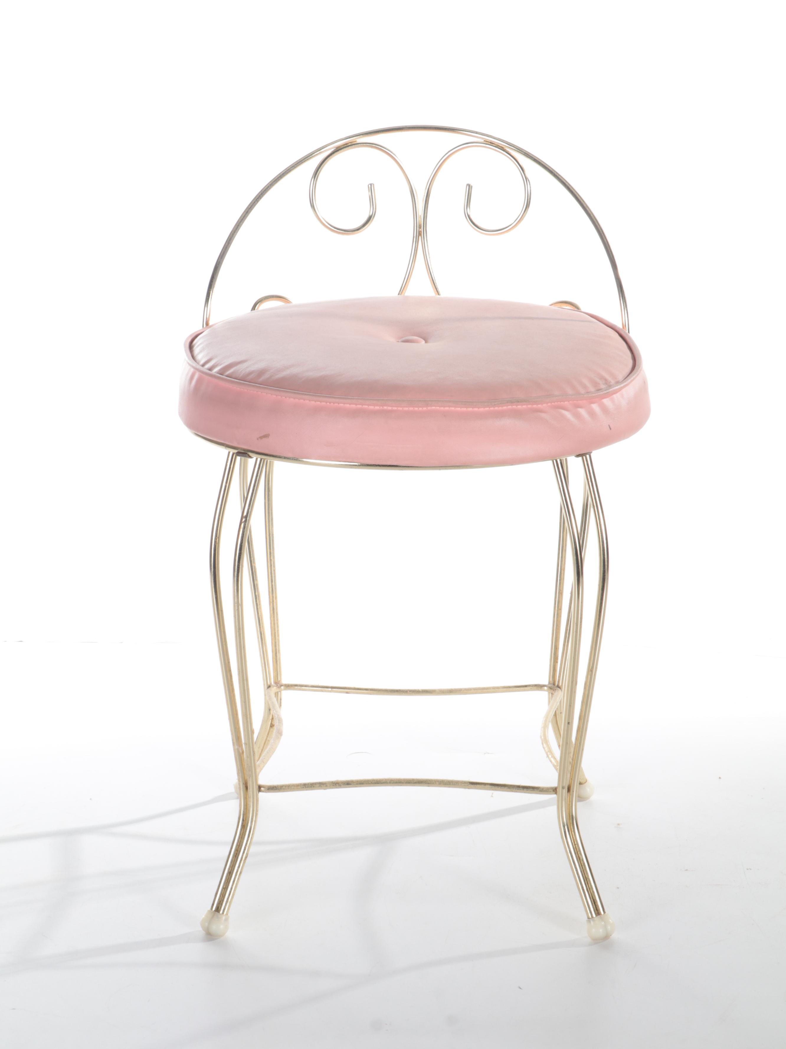 George Koch Sons Pink Vanity Chair with Table Lamps, Mid to Late 20th ...