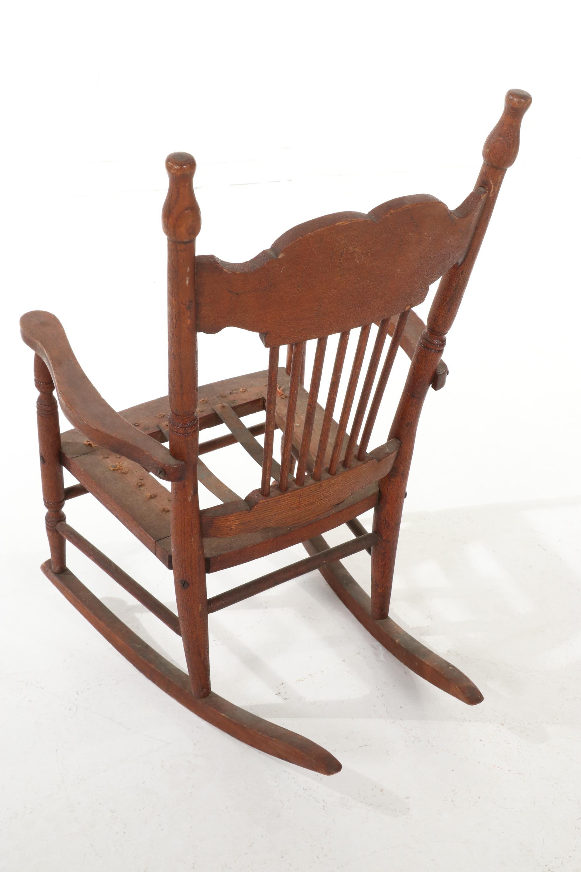 Colonial Revival Hardwood Rocking Armchair with Oak Pressback Child's ...