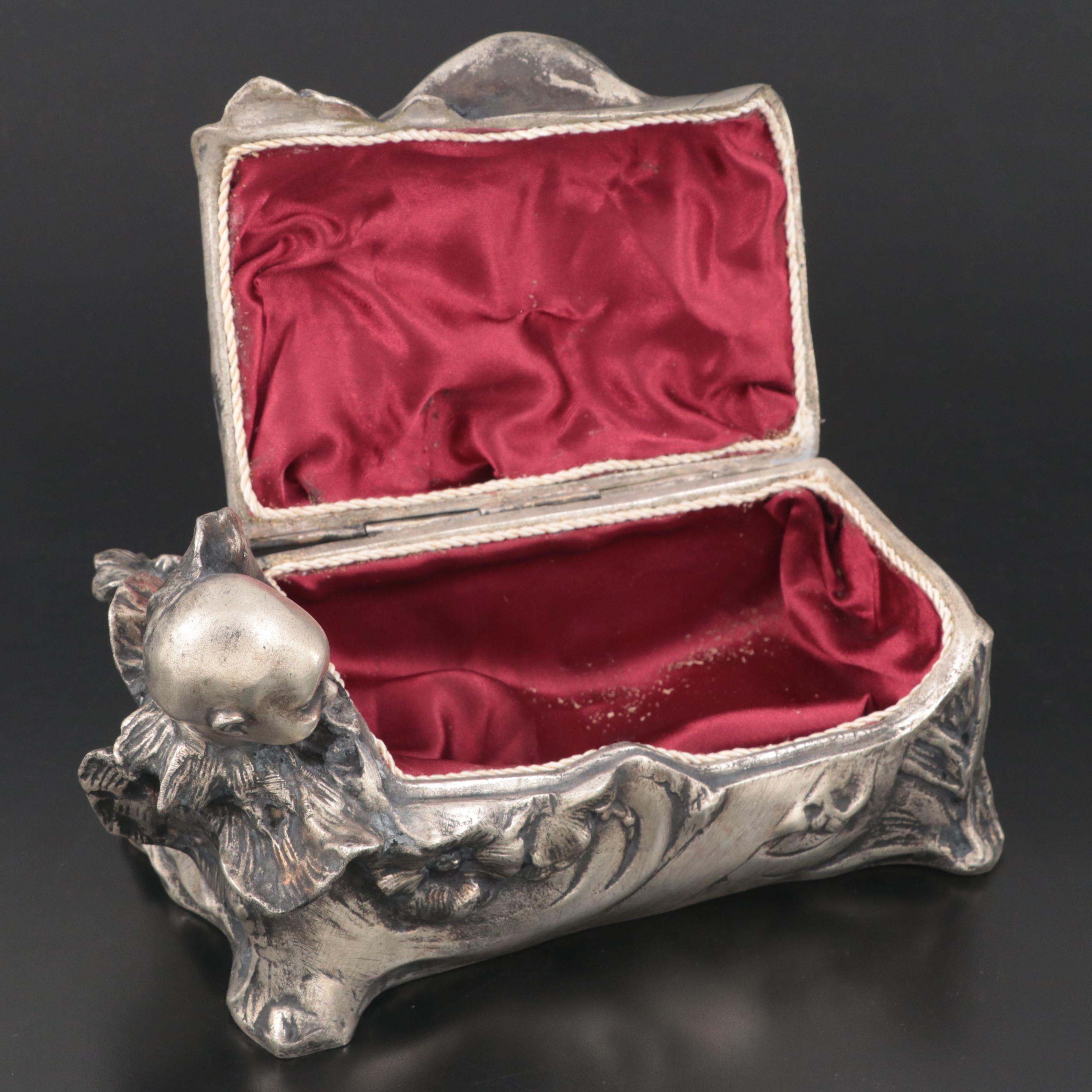 Pedro Ramon Jose Rigual Art Nouveau Style Cast Metal Figural Box | EBTH