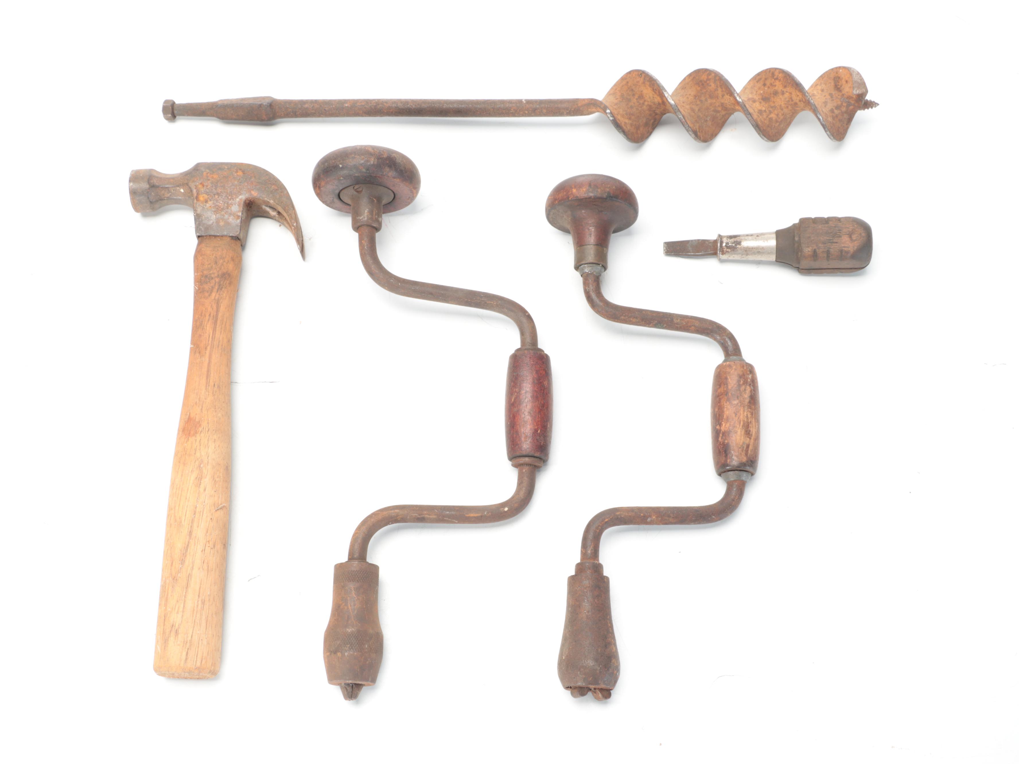 Primitive Style Auger, Sickles, Clamp, and Other Hand Tools | EBTH
