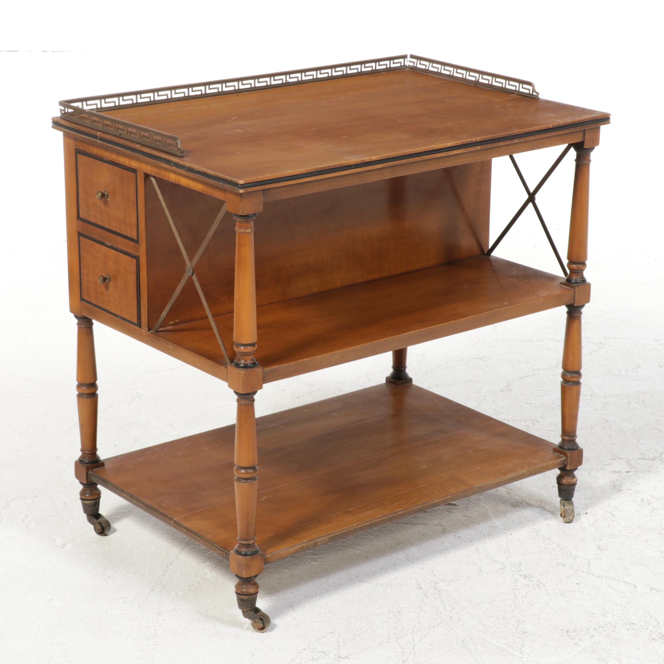 Pair of Kittinger Regency Style Brass-Mounted Maple and Ebonized Side ...