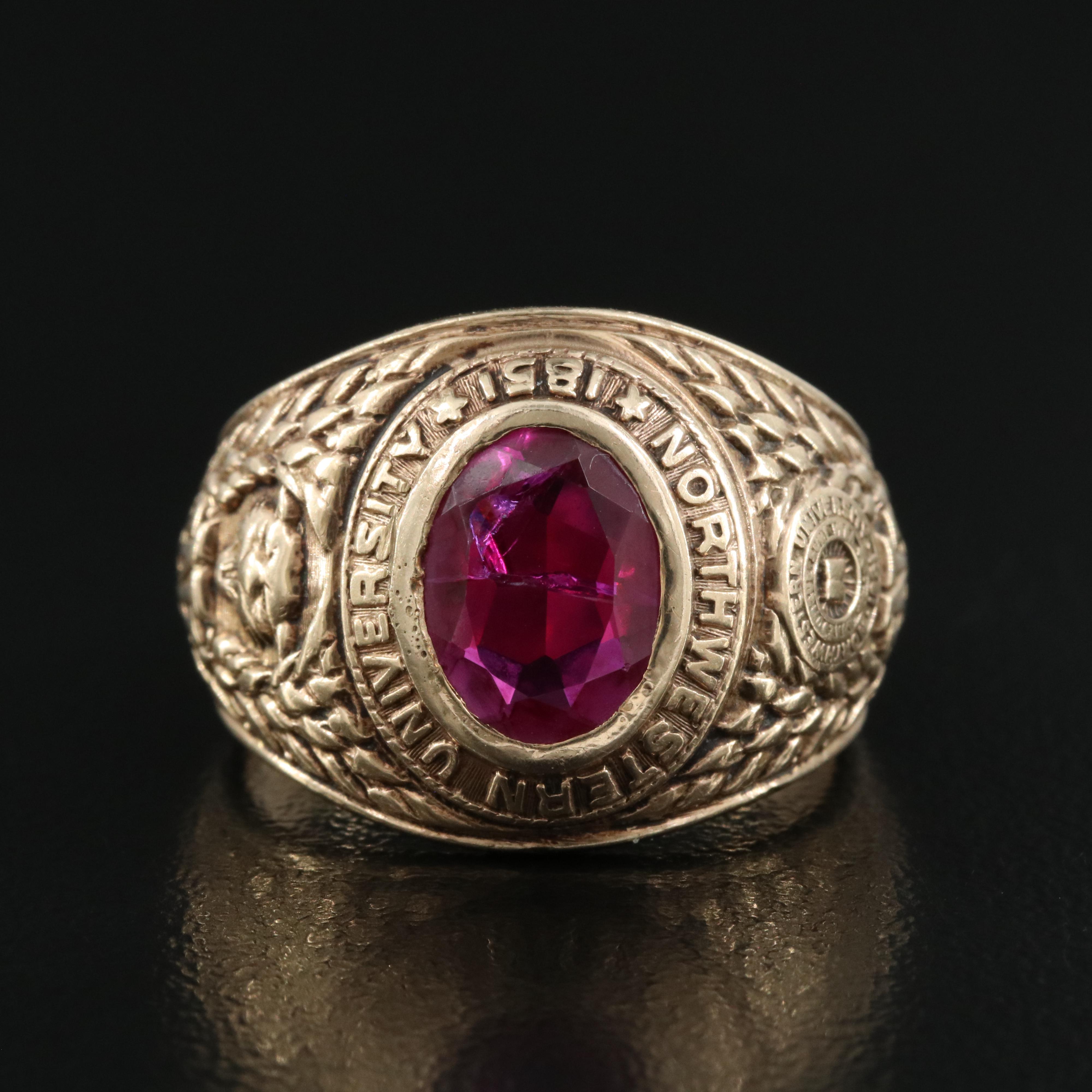 1949 14K Ruby Northwestern University Class Ring | Everything But The House