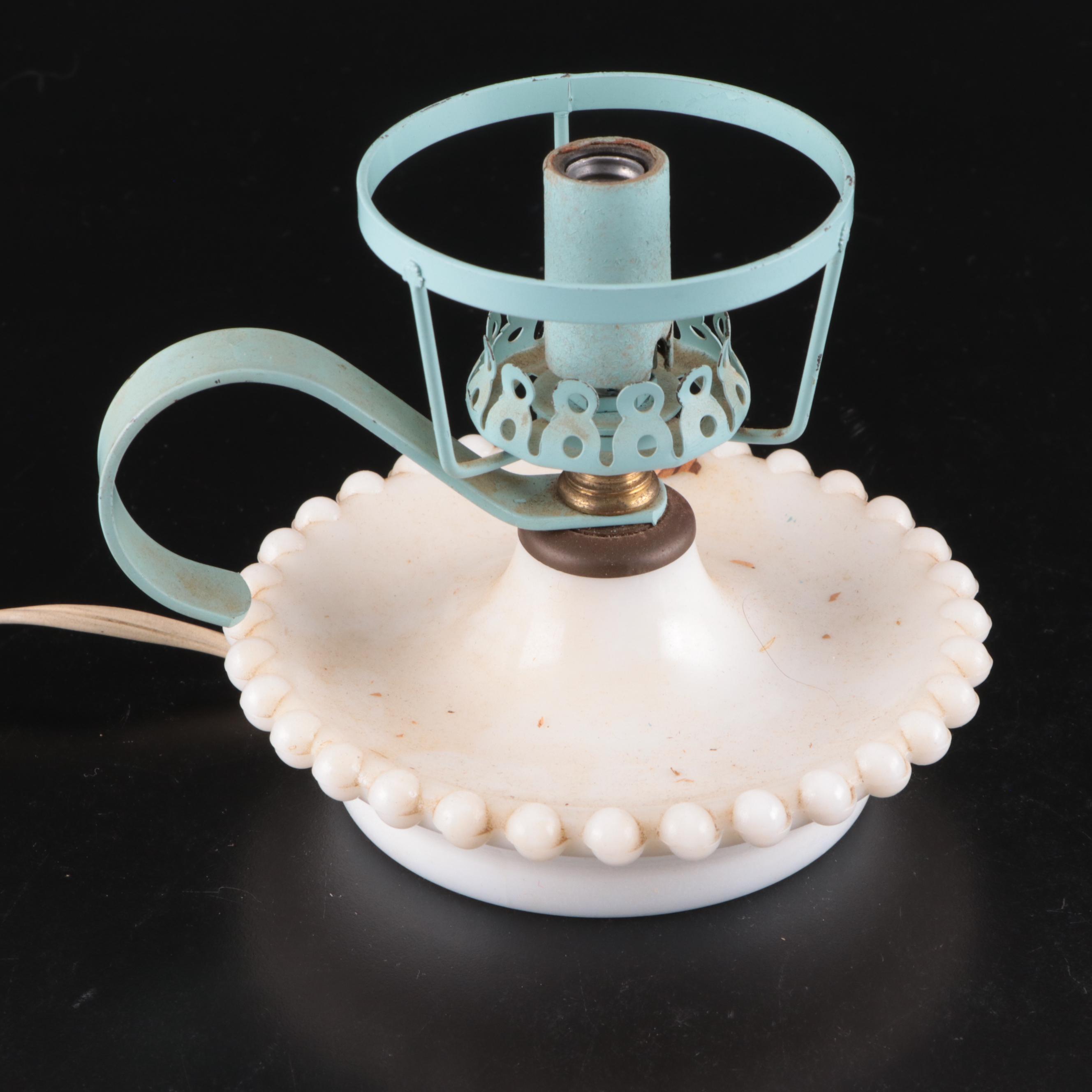 Fenton "Spanish Lace" Candy Dish with Hobnail Divided Dishes and Lamp ...