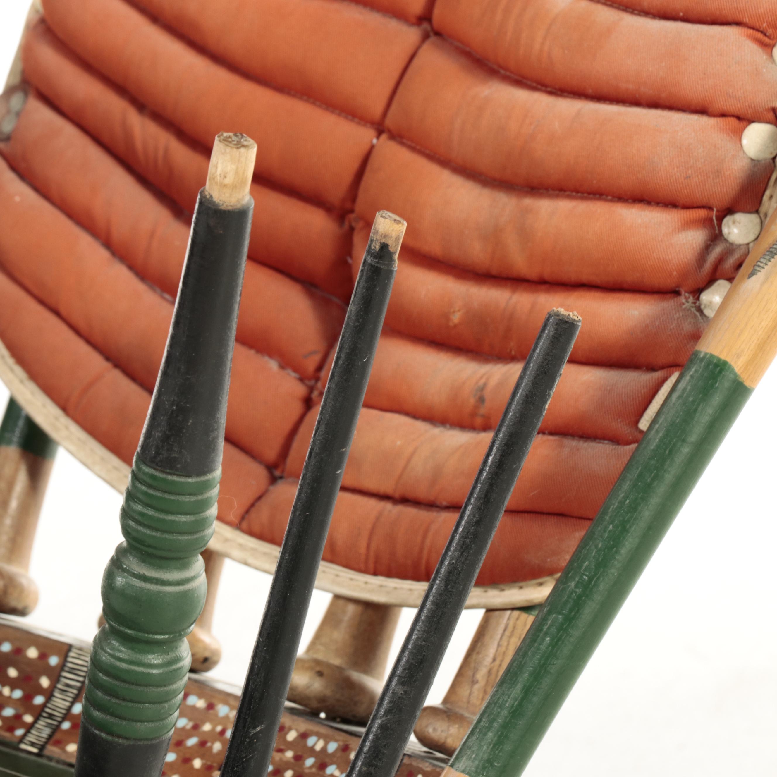 Wooden Rocking Chair Made of Baseball Bats and Equipment | EBTH
