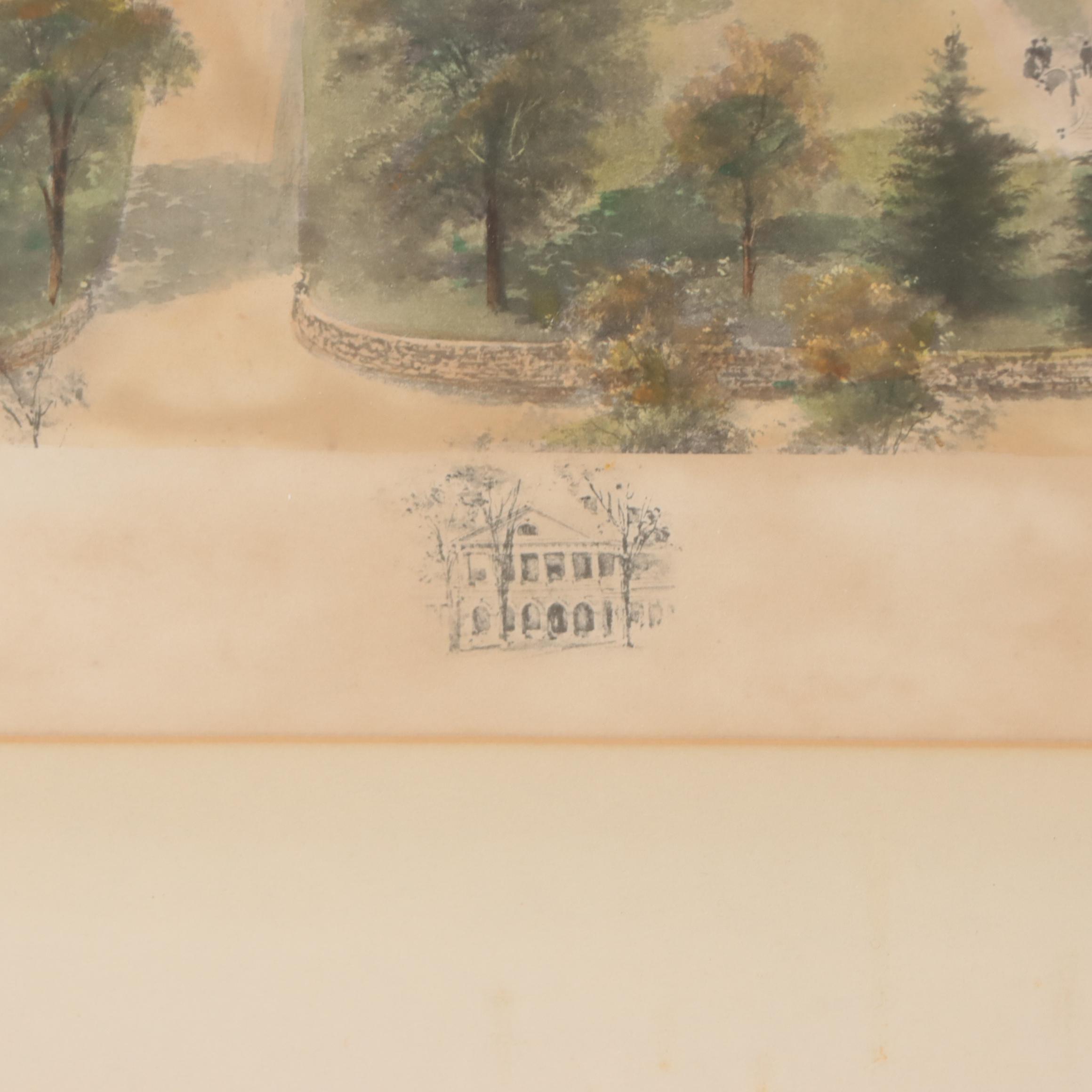 Richard Rummell Hand-Colored Aquatint "University of Virginia," 1907 | EBTH