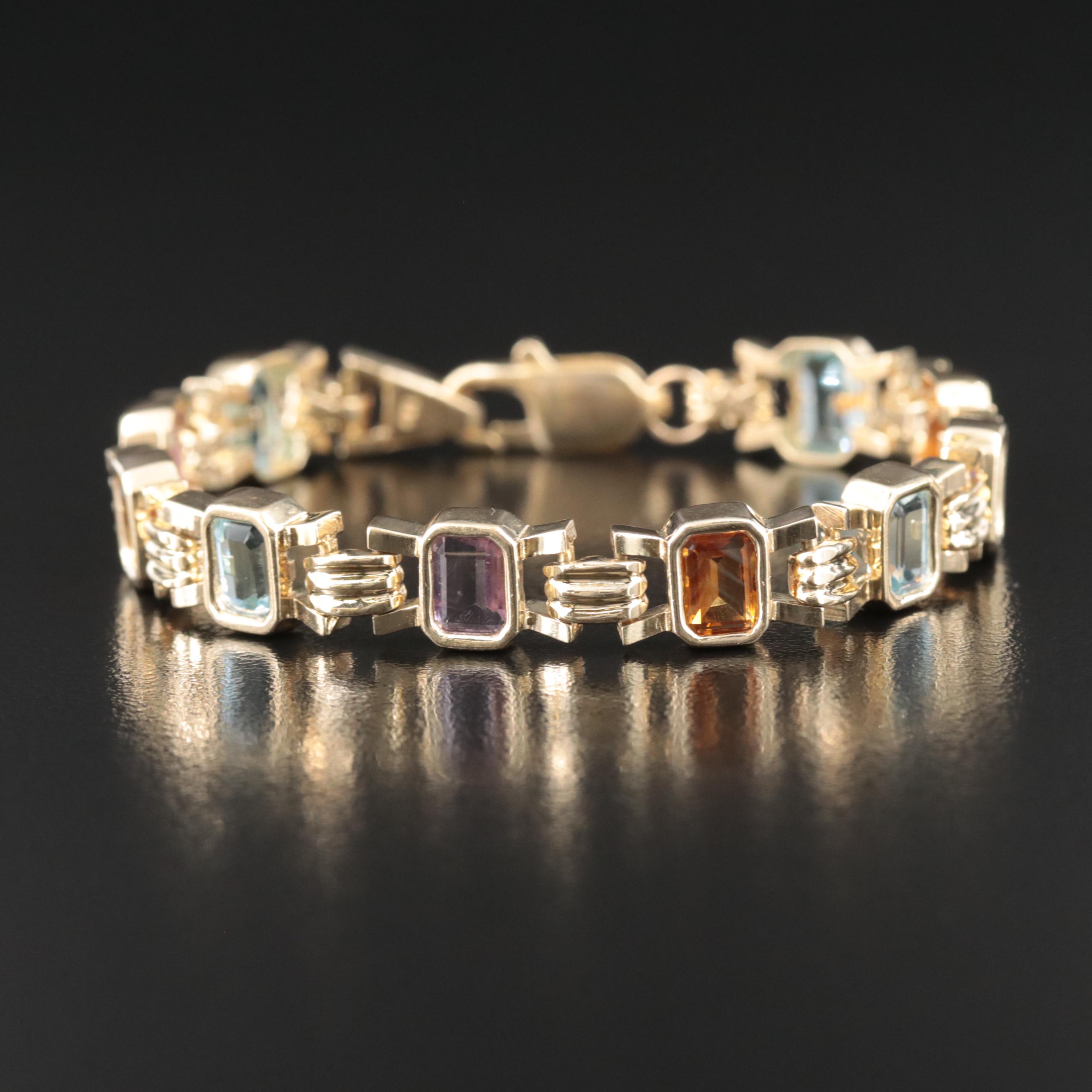 14K Topaz, Citrine and Amethyst Bracelet | EBTH