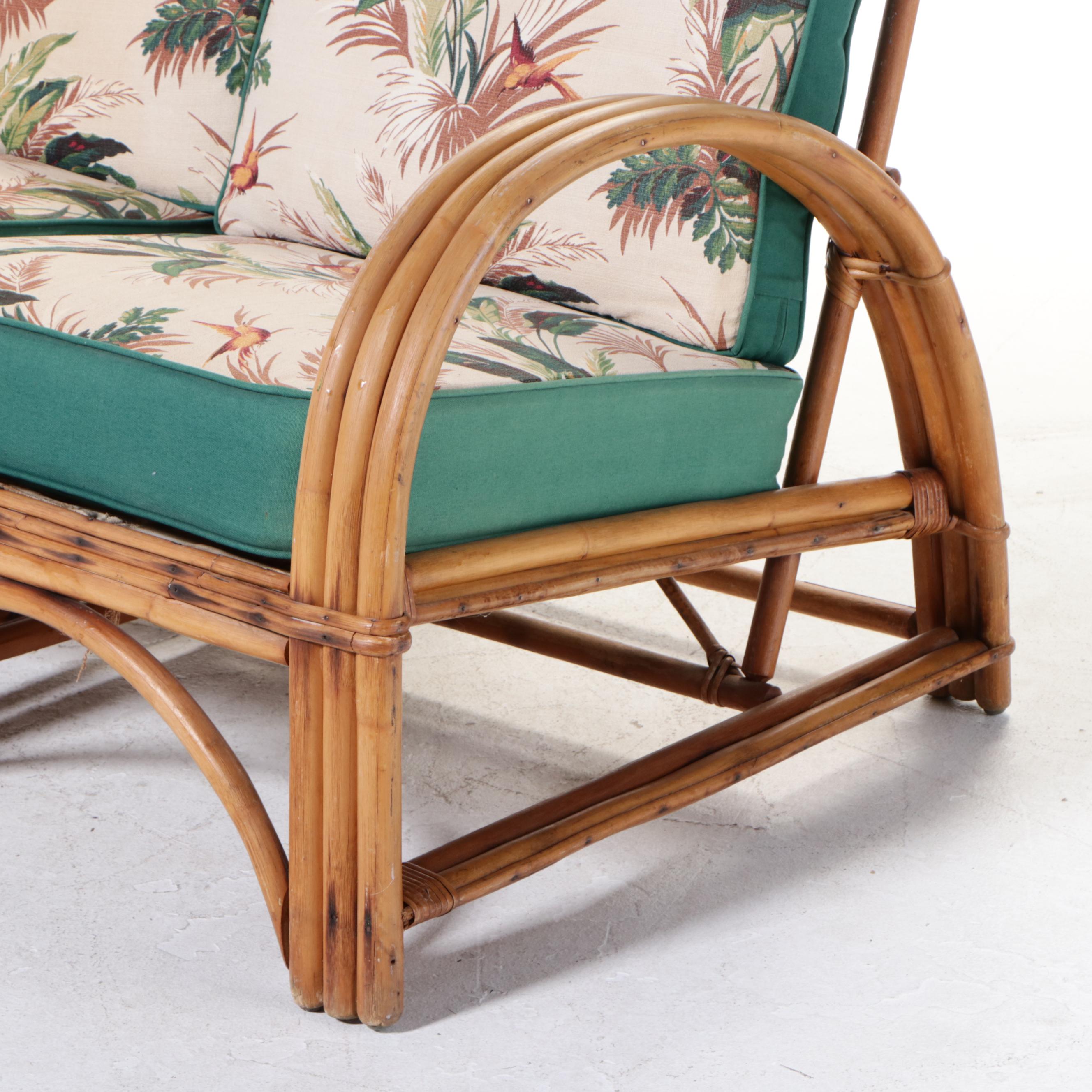 Mid Century Modern Rattan Four-Piece Modular Sofa Set | Everything But ...