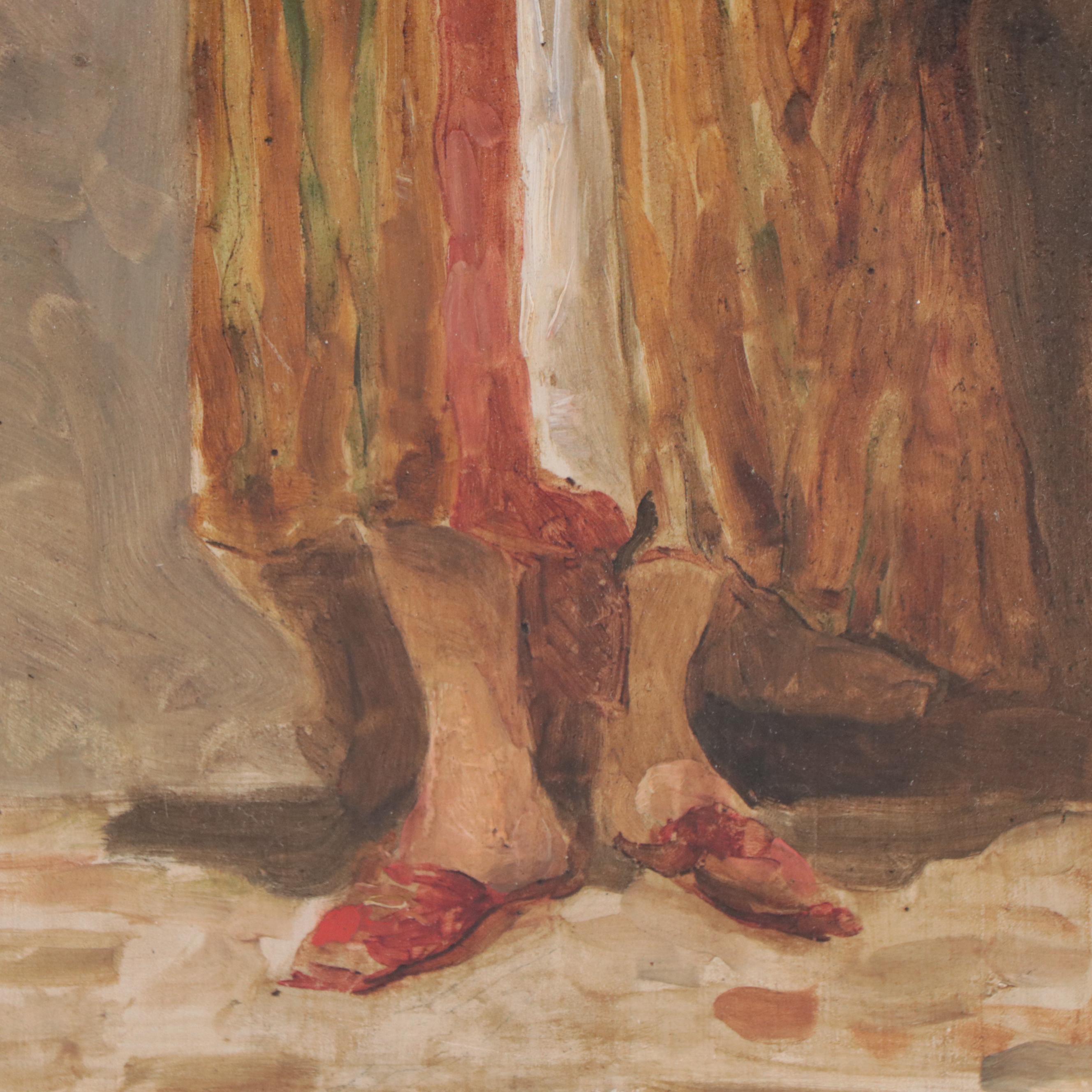 Orientalist School Oil Painting of Standing Figure in Robes ...