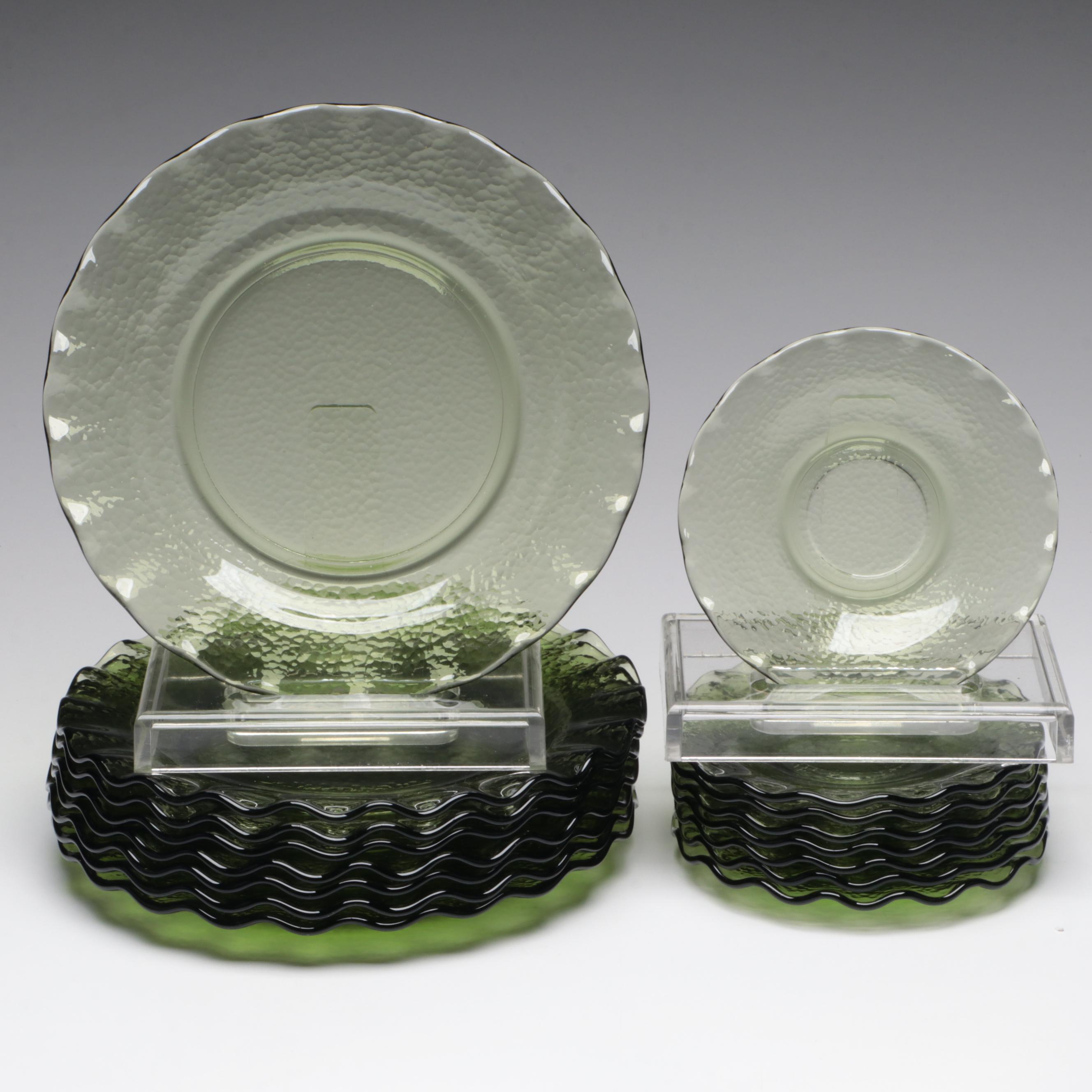 Hazel Atlas "Pebbletone" Green Glass Dinnerware, Mid-20th Century | EBTH
