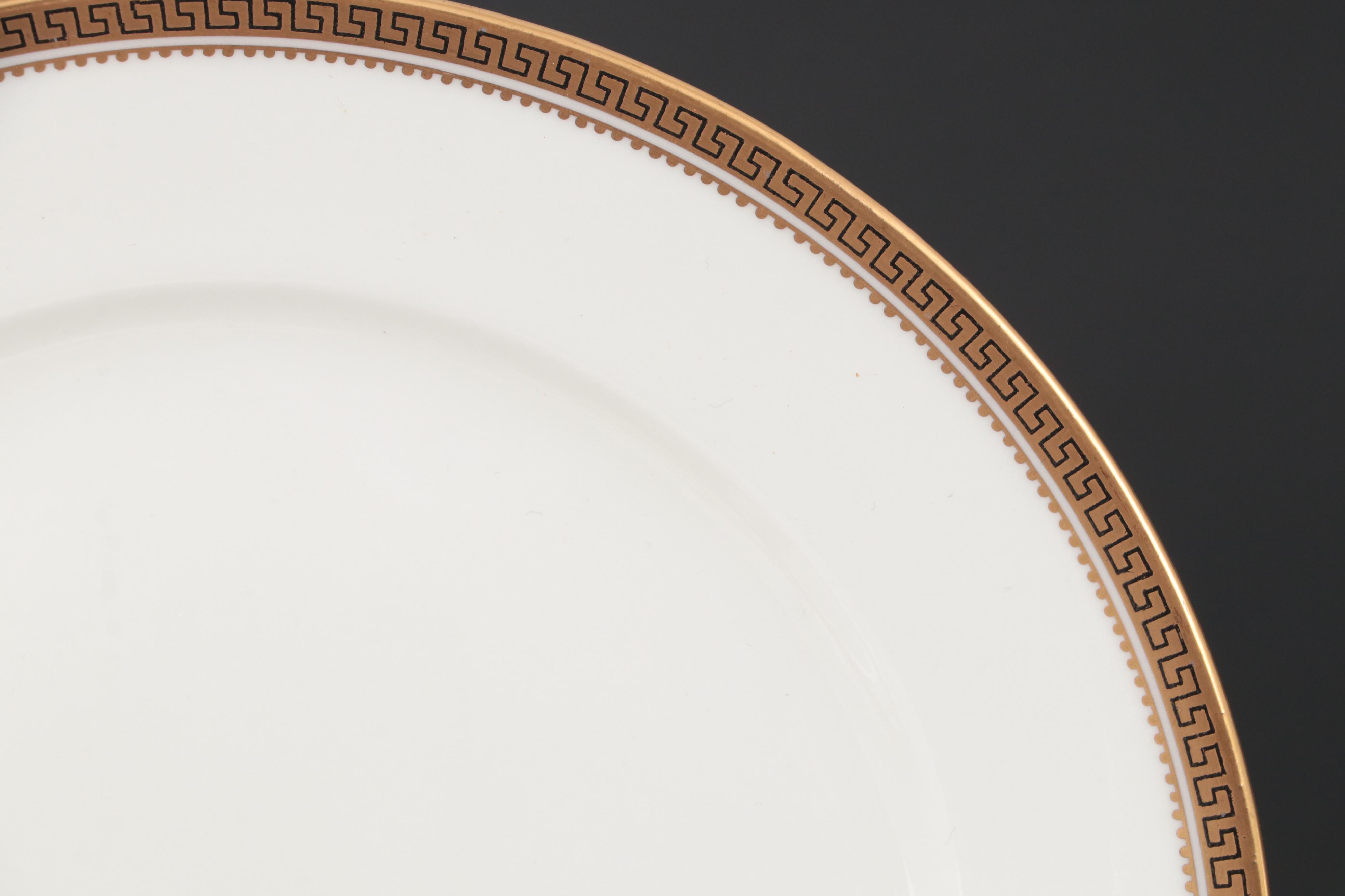 Cauldon English Porcelain Greek Key Gilt Rim Dinnerware and Serving ...