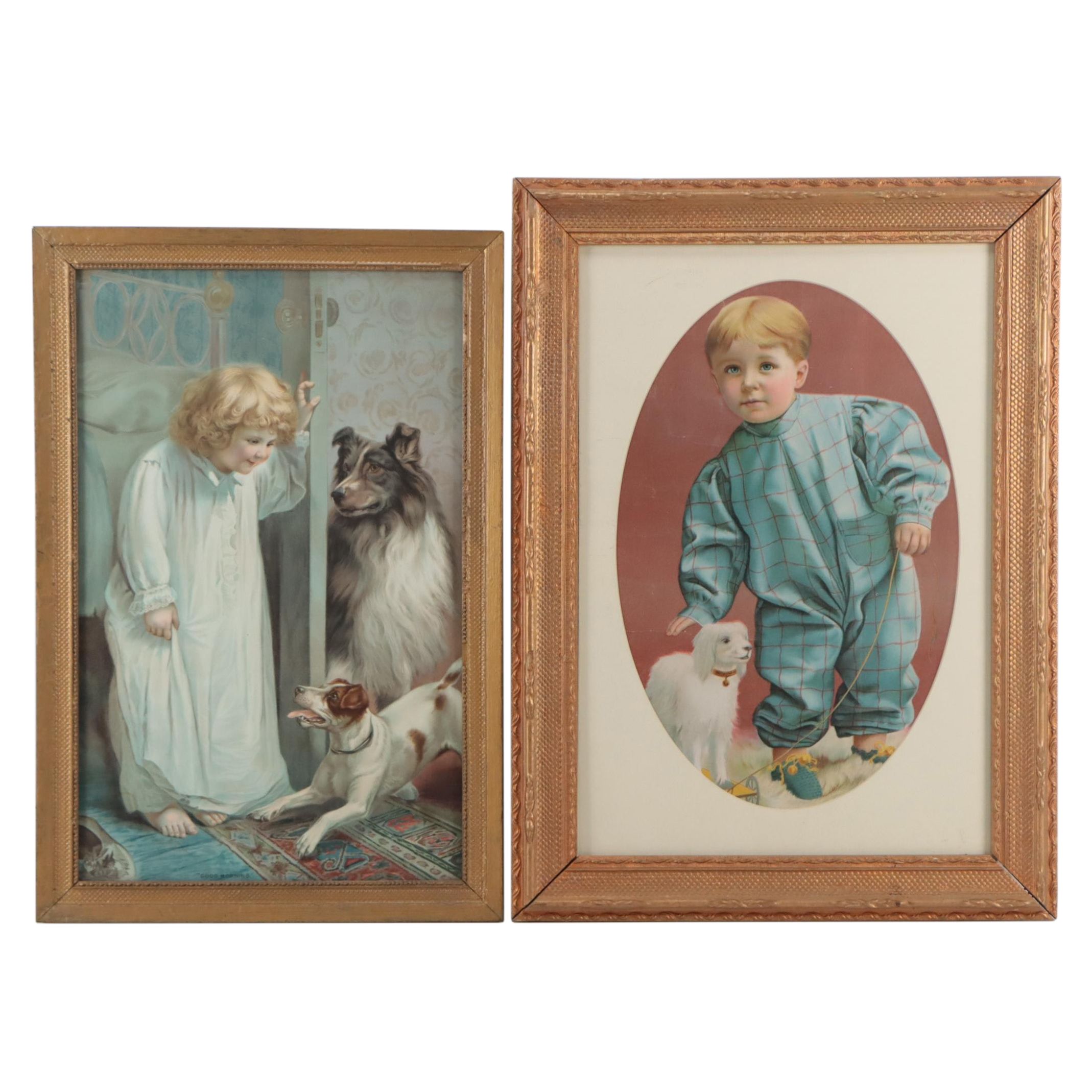 Two Victorian Chromolithograph Prints of Children | EBTH
