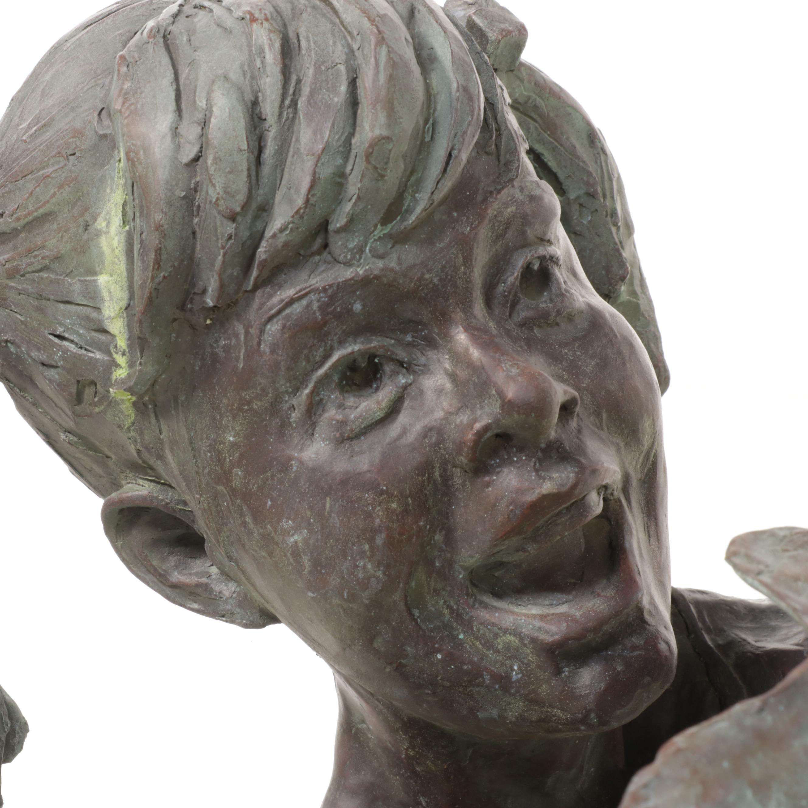 Gary Price Bronze Sculpture of a Little Girl Holding a Seashell, 1995 ...
