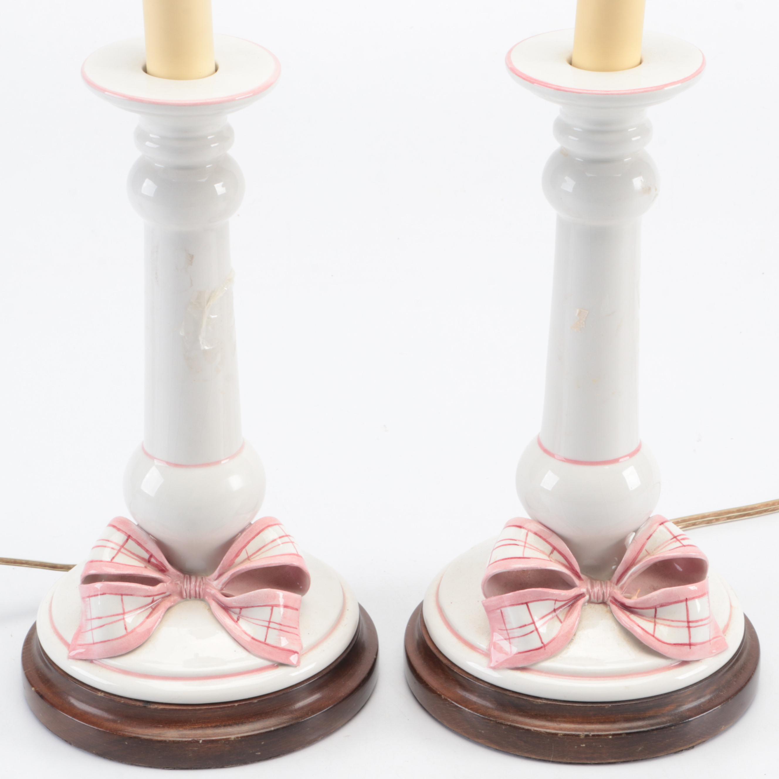 Pair of Bow Motif Ceramic Table Lamps | EBTH