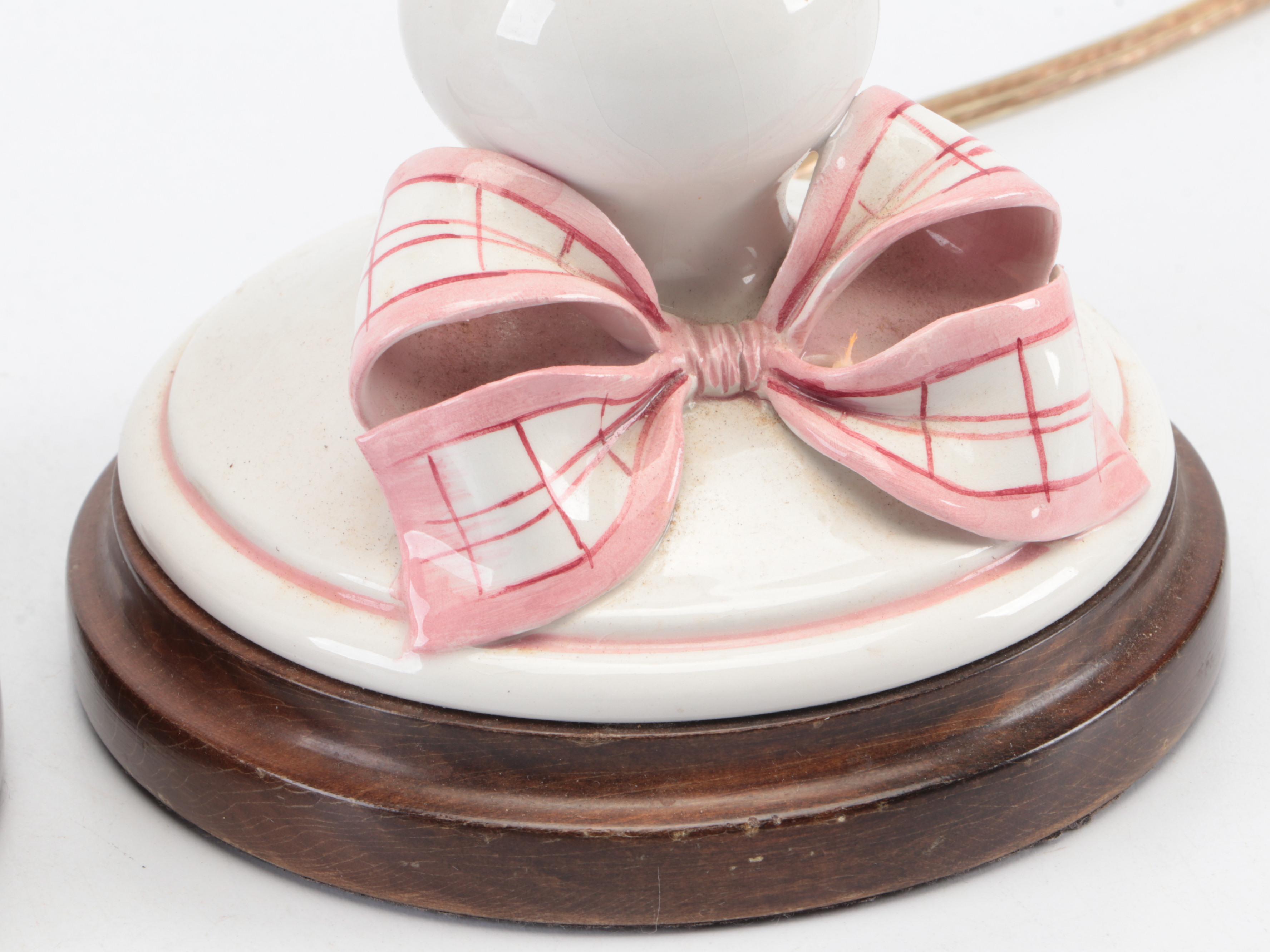Pair of Bow Motif Ceramic Table Lamps | EBTH