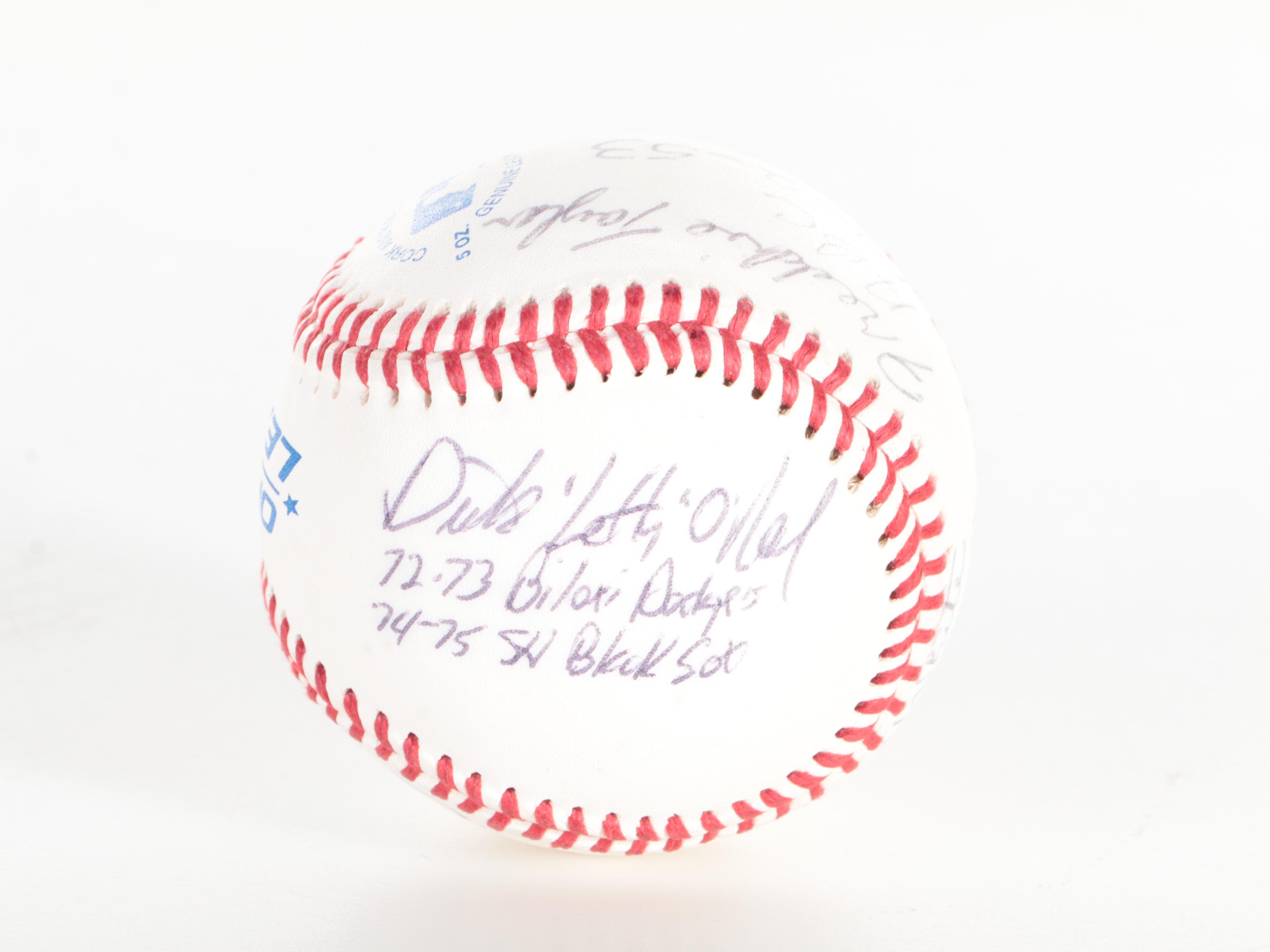 Negro League Signed Baseball and Bat Featuring Mamie "Peanut" Johnson ...