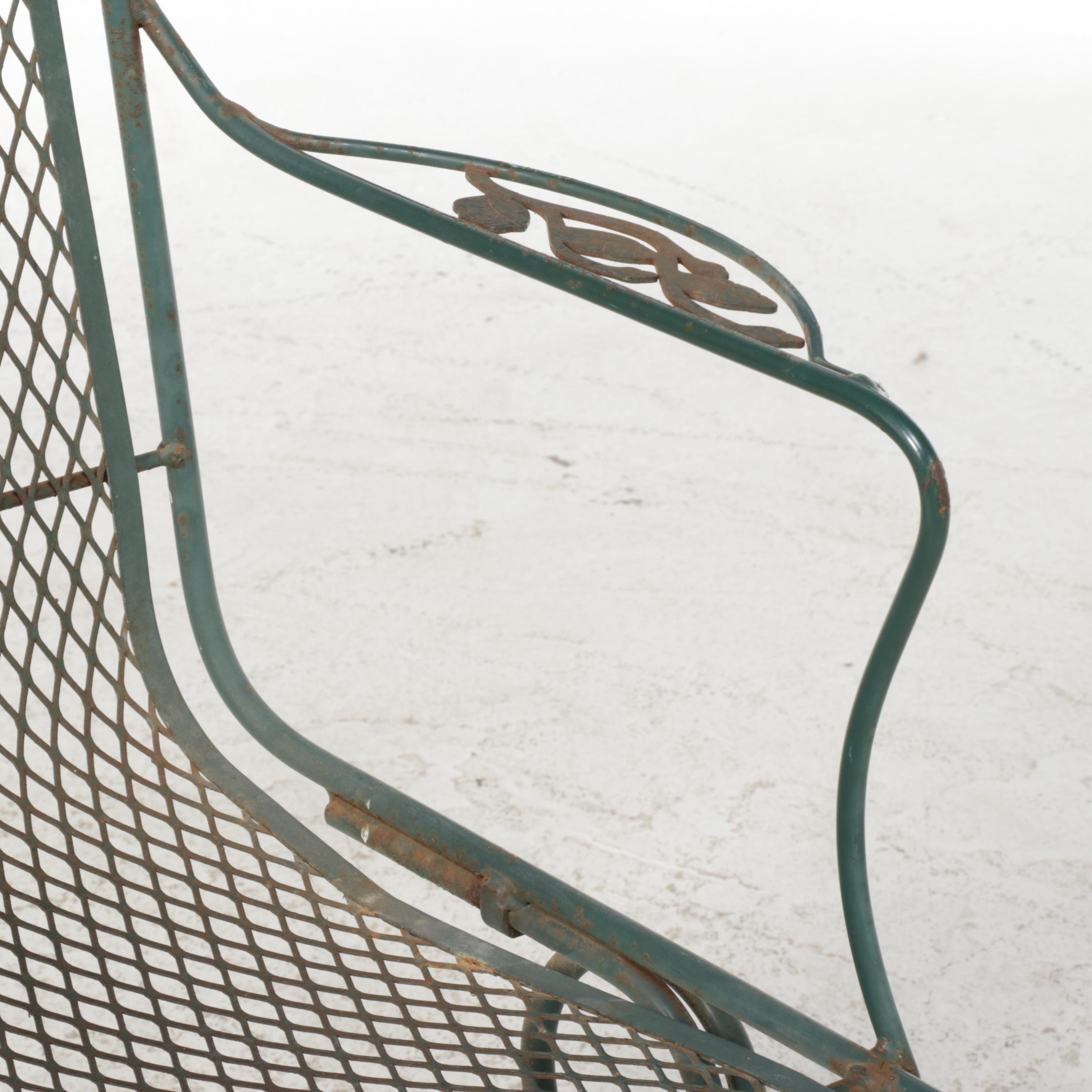 Metal Mesh Patio Sling Rocker Chairs and Side Table | EBTH