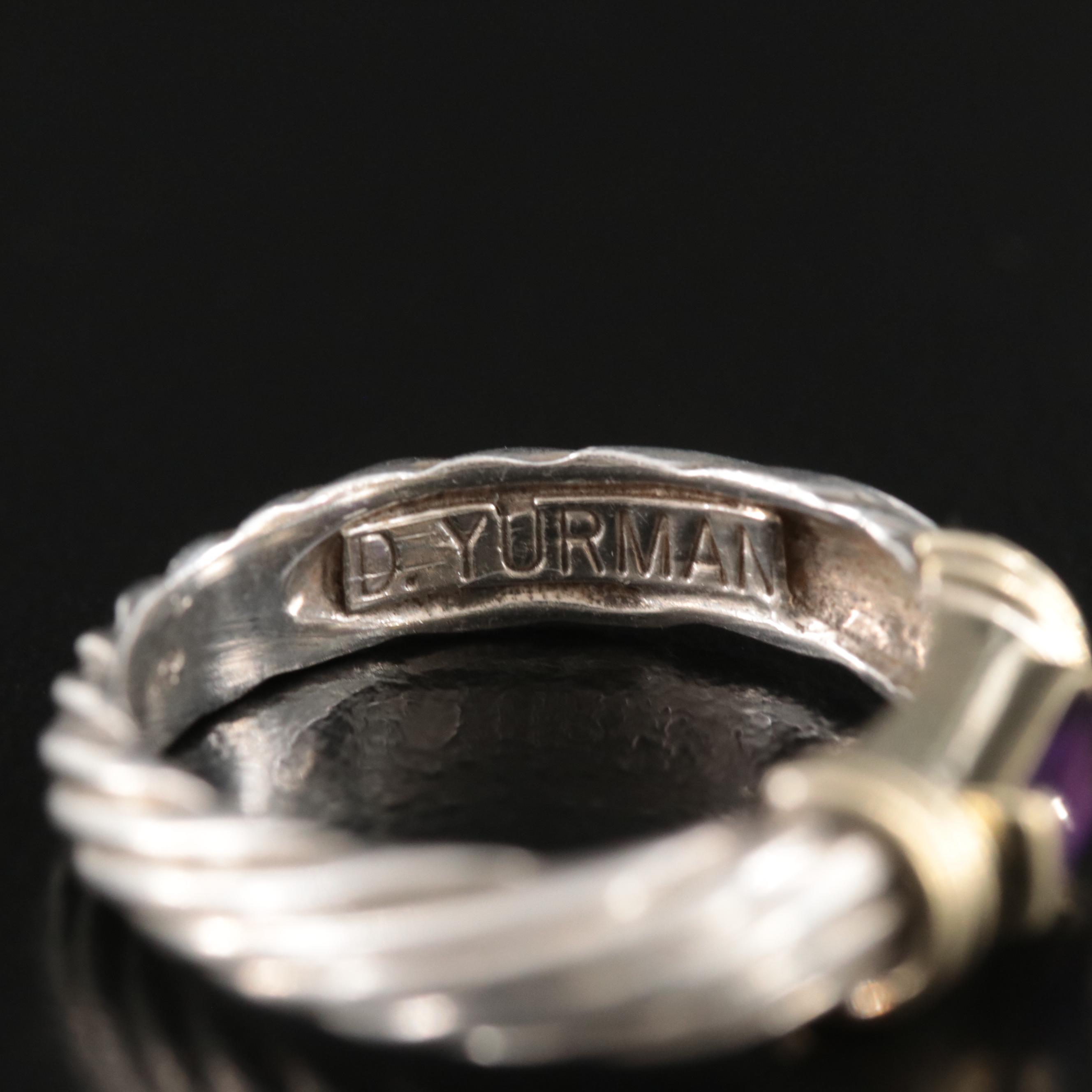 Vintage David Yurman "Renaissance" Sterling, 14K and Amethyst Cable ...