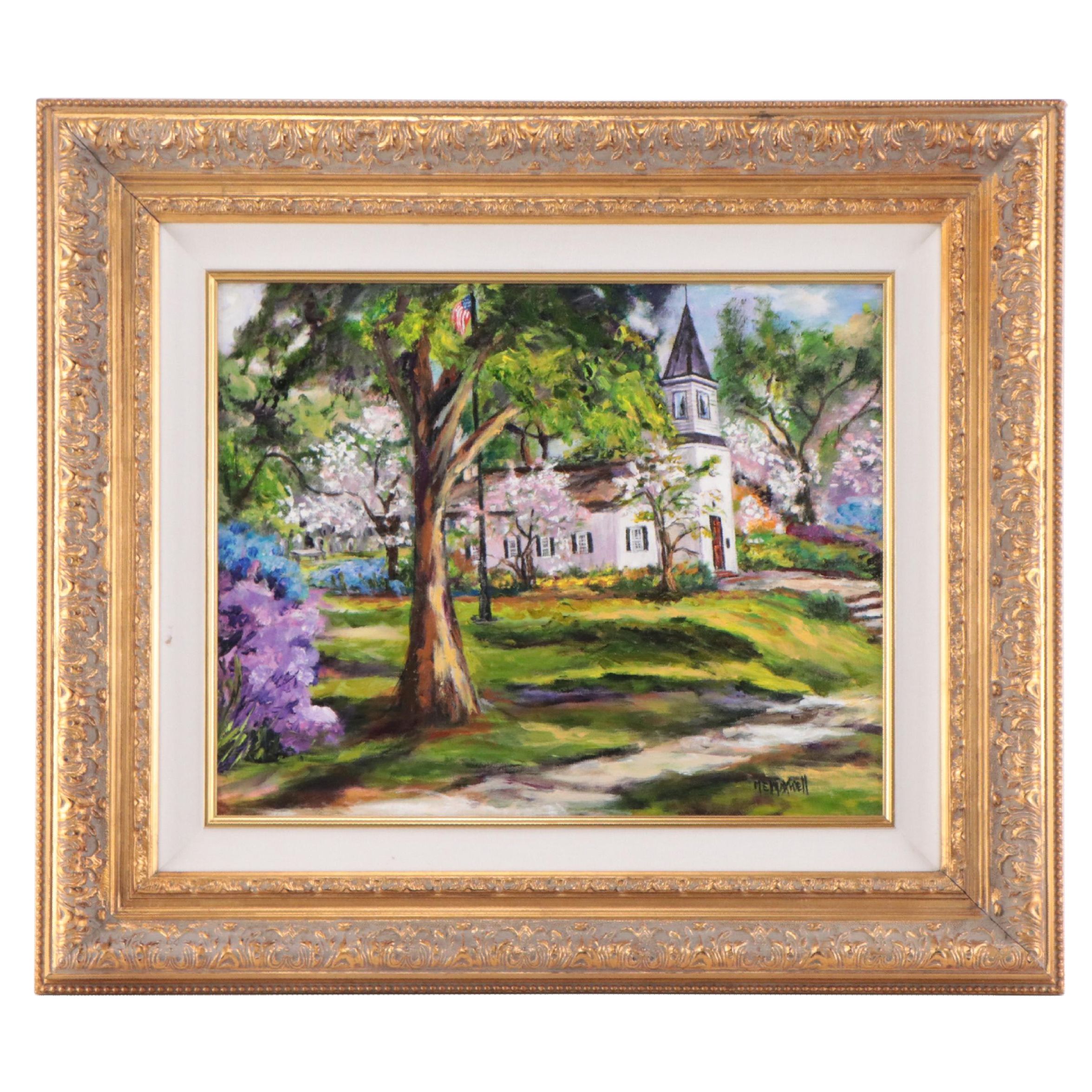 Mary Ellen Maxwell Spring Landscape With Church Oil Painting | EBTH