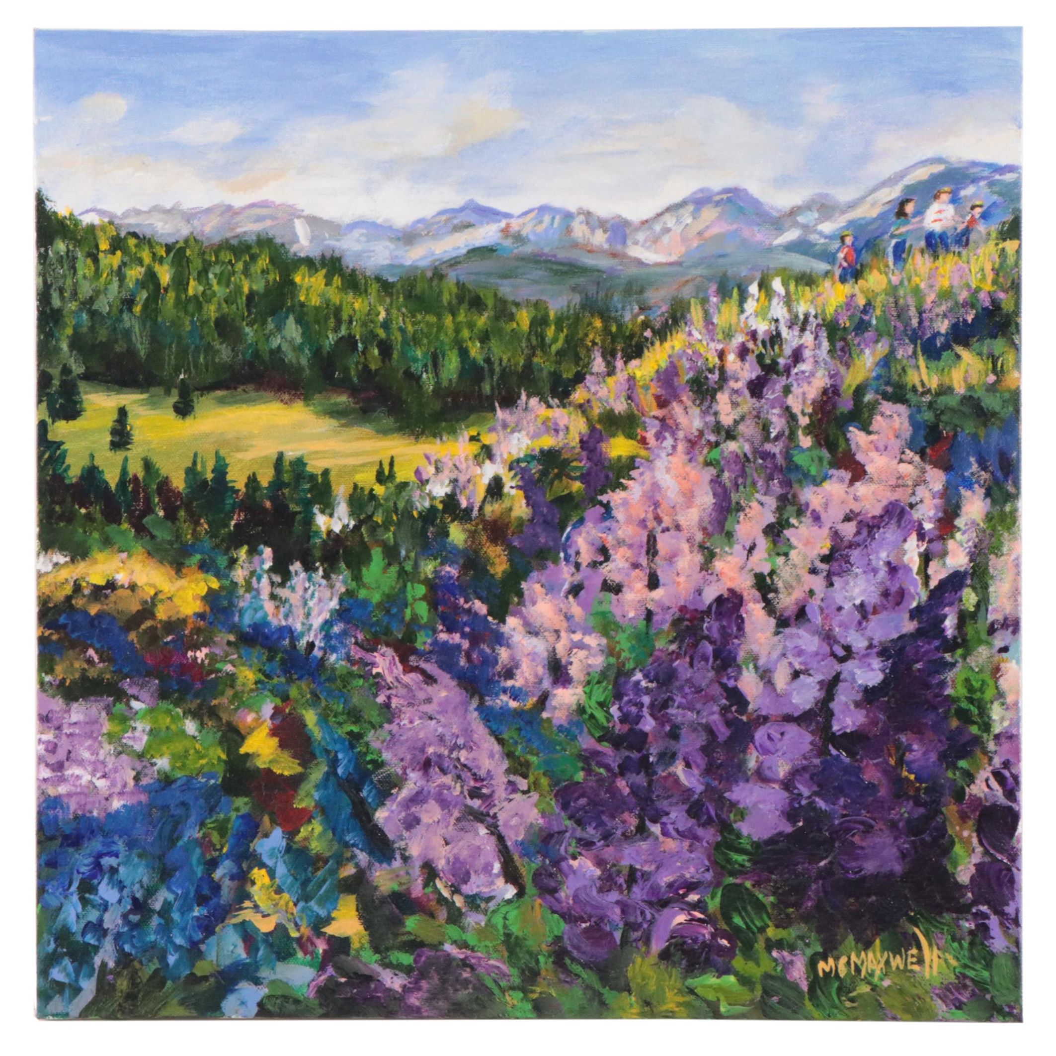Mary Ellen Maxwell Acrylic Painting of Mountainous Spring Landscape | EBTH
