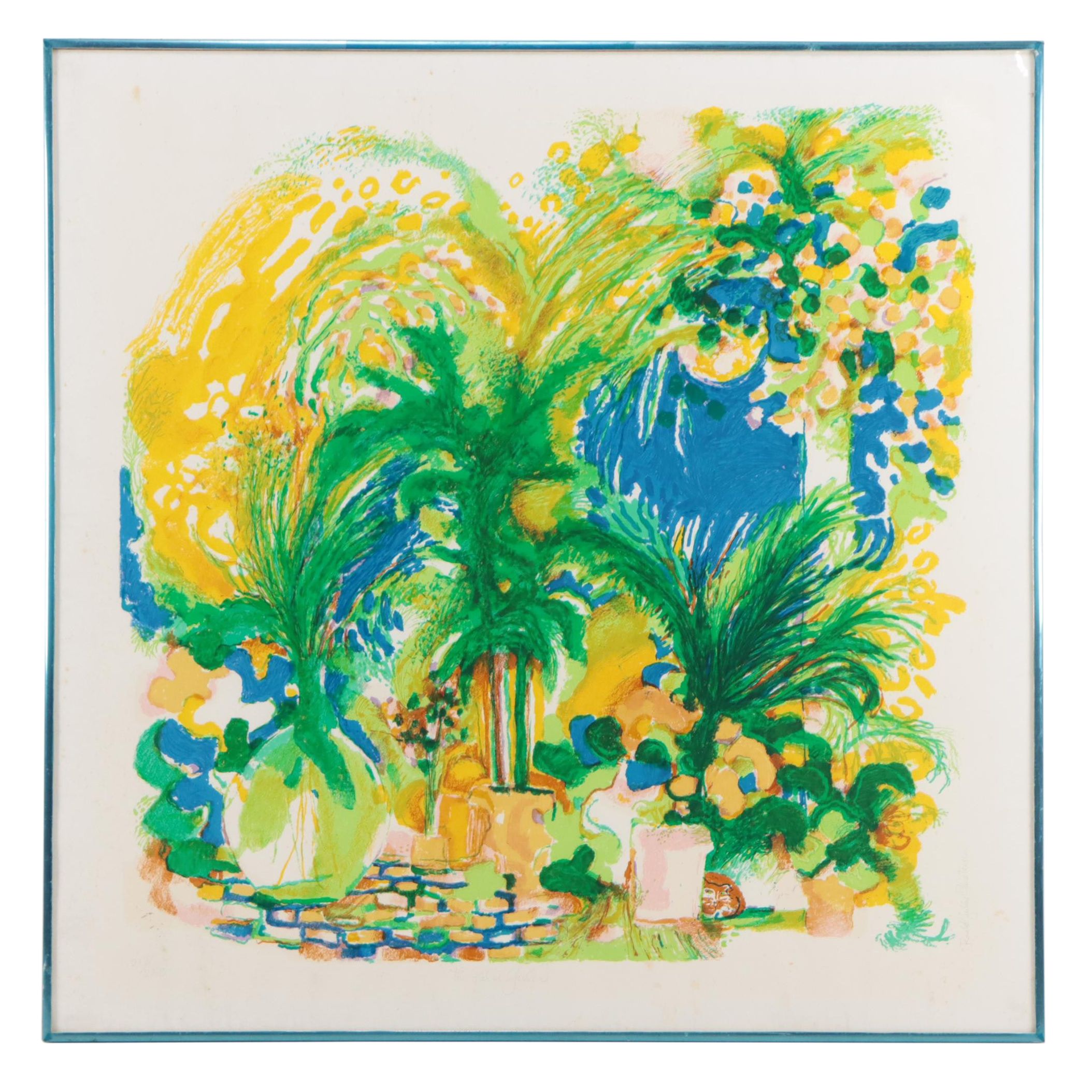 Ronald Julius Christensen Serigraph "The Palm Garden," Late 20th ...