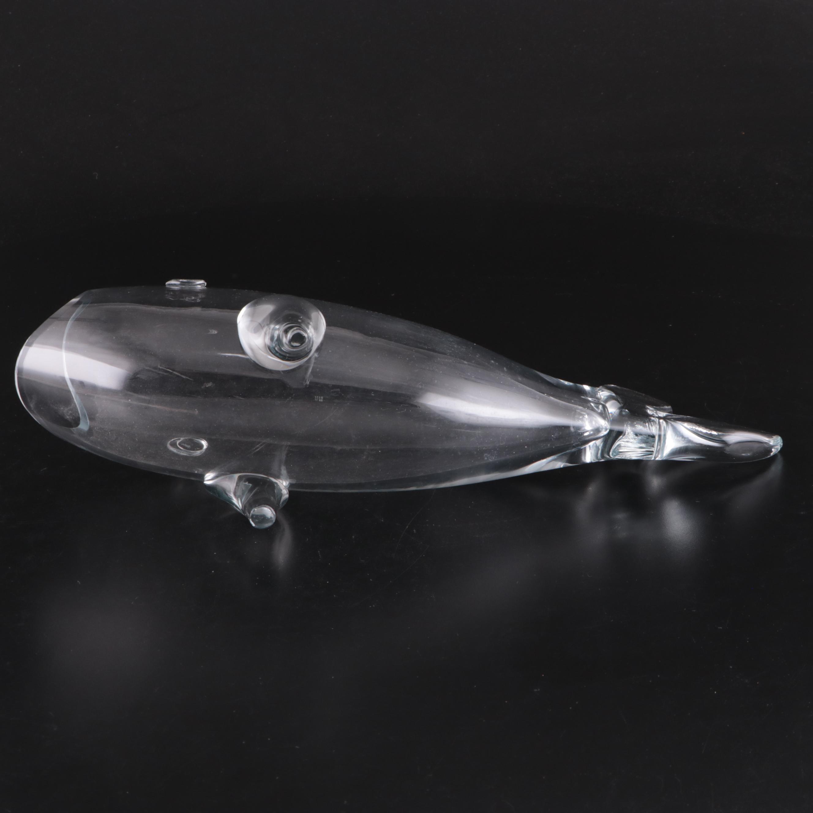 Blenko Style Handblown Clear Art Glass Fish Vase | EBTH