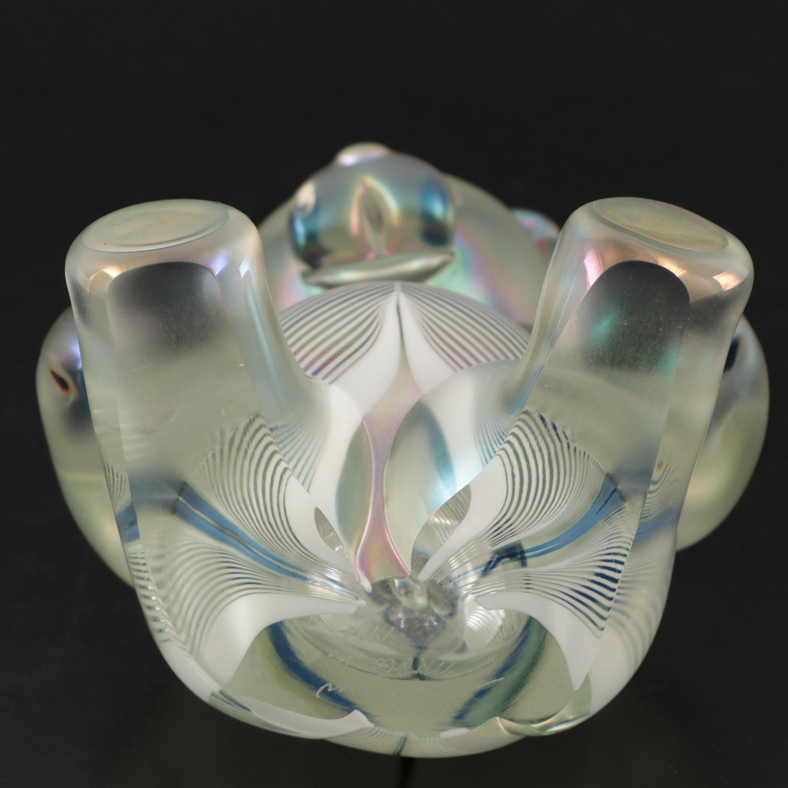 Stuart Abelman Feather Pulled Art Glass Bear, 1984 | EBTH