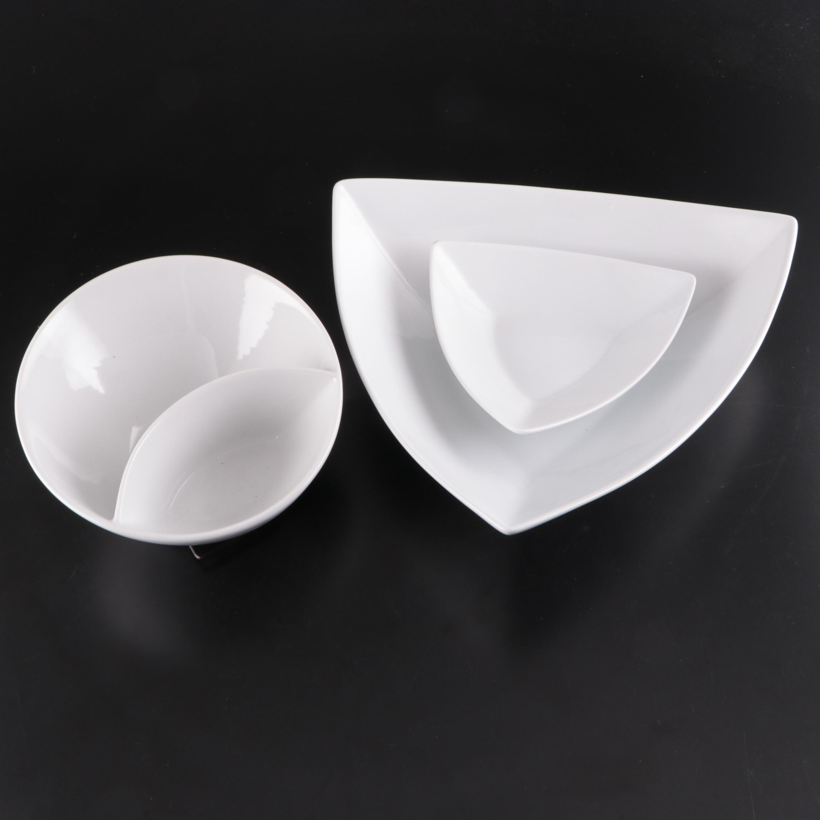 Crate & Barrel Divided Angle Bowl with Other Serving Bowls | EBTH