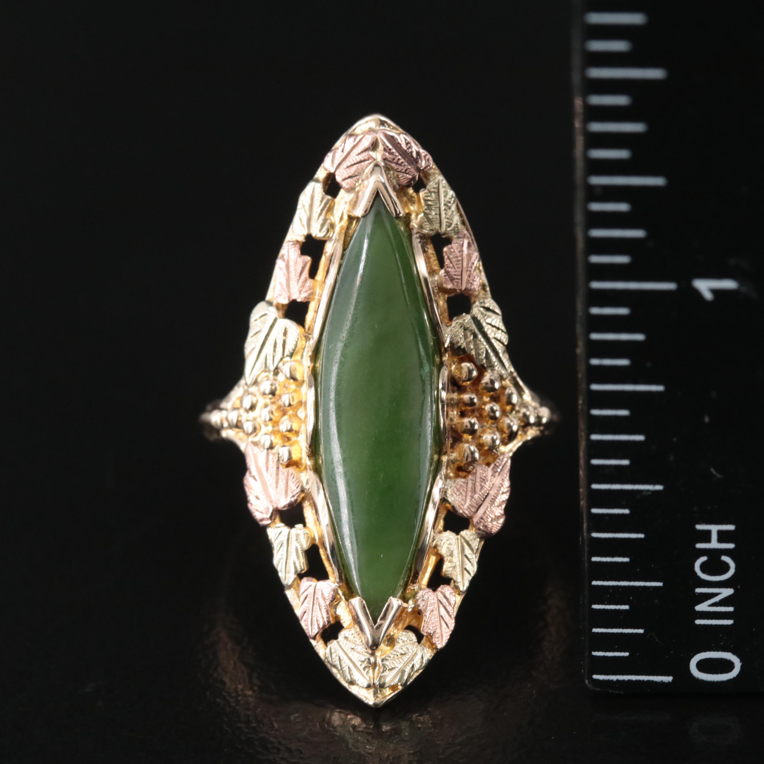 10K Black Hills Gold Tri-Color Nephrite Ring | EBTH