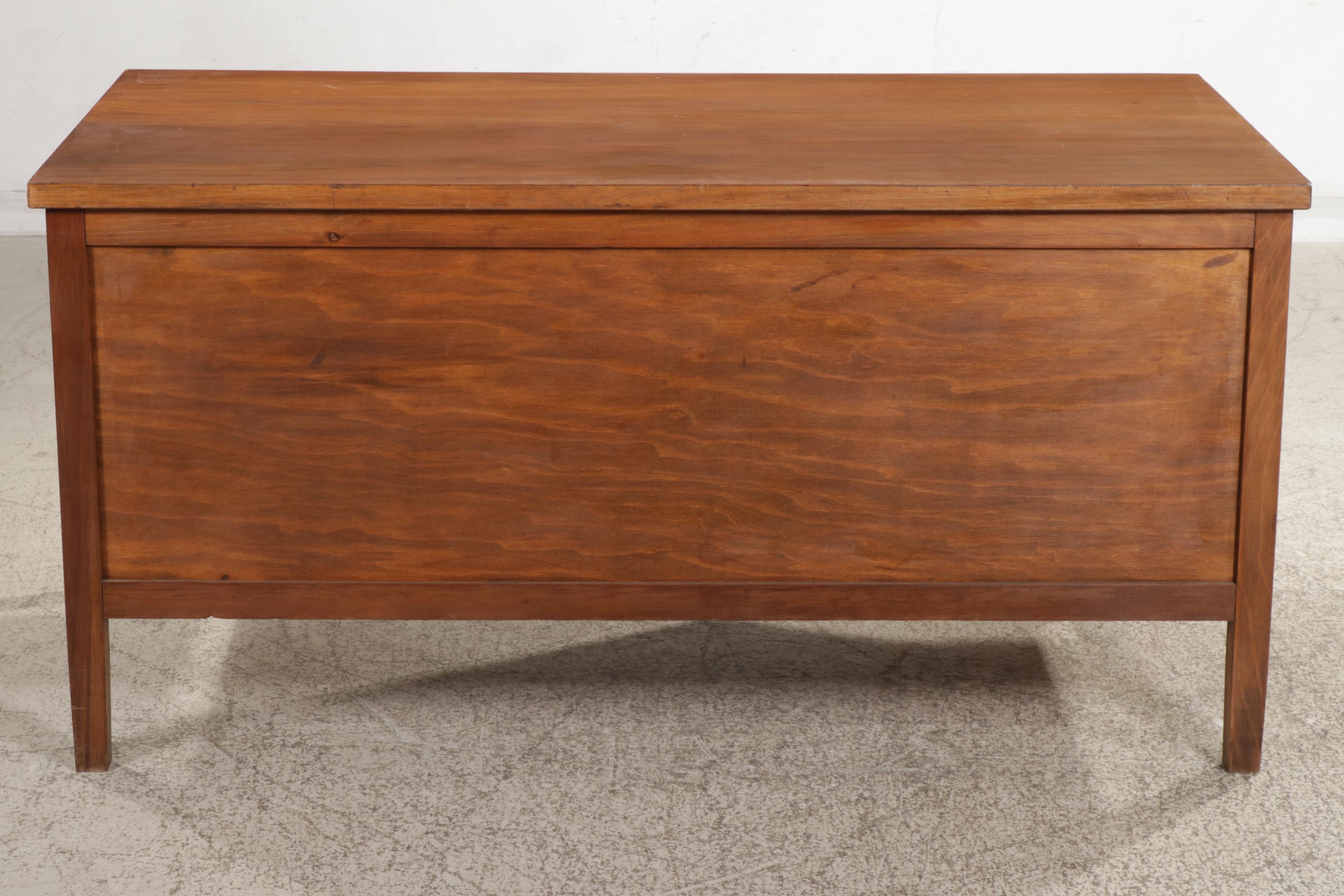 Wood and Walnut-Veneered Top Desk with Gunlocke Oak Desk Swivel Chair ...