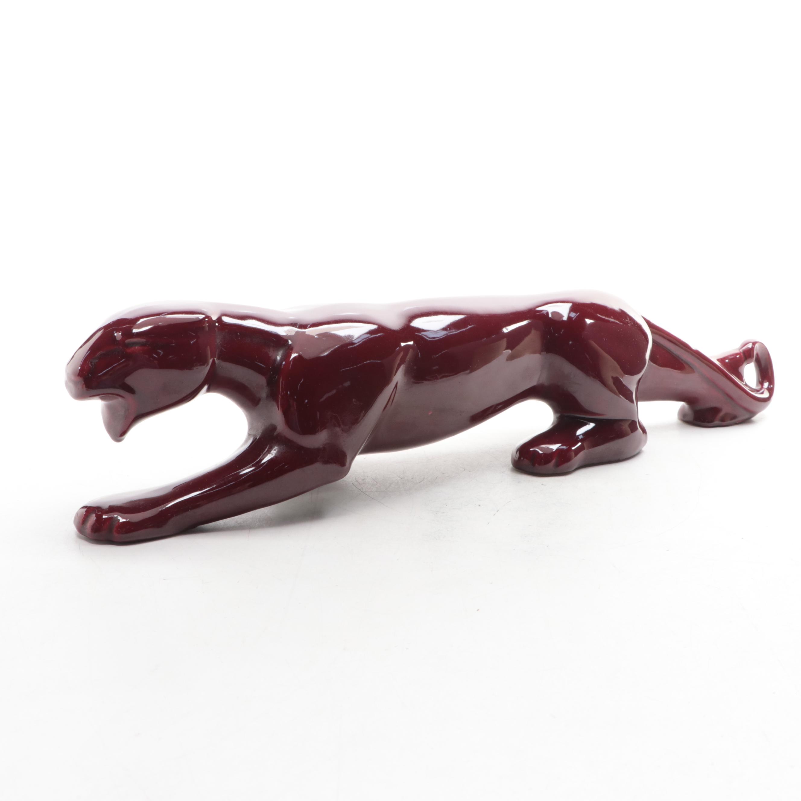 MCM Glazed Ceramic Panther Figurine, Mid-20th Century | EBTH