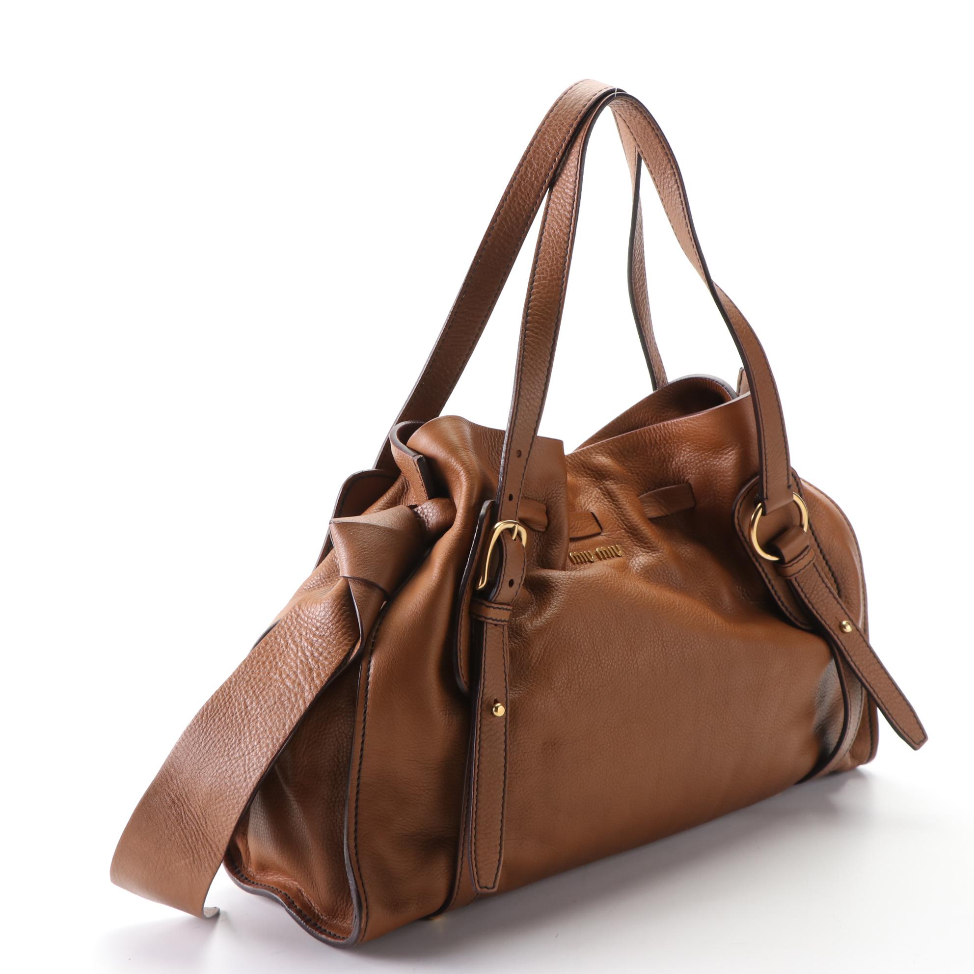 Miu Miu Sughero Leather Peggy Bow Satchel Shoulder Bag | EBTH