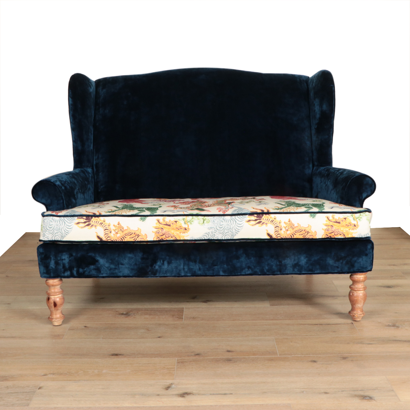 Broyhill Custom Dual-Upholstered Wingback Settee | EBTH