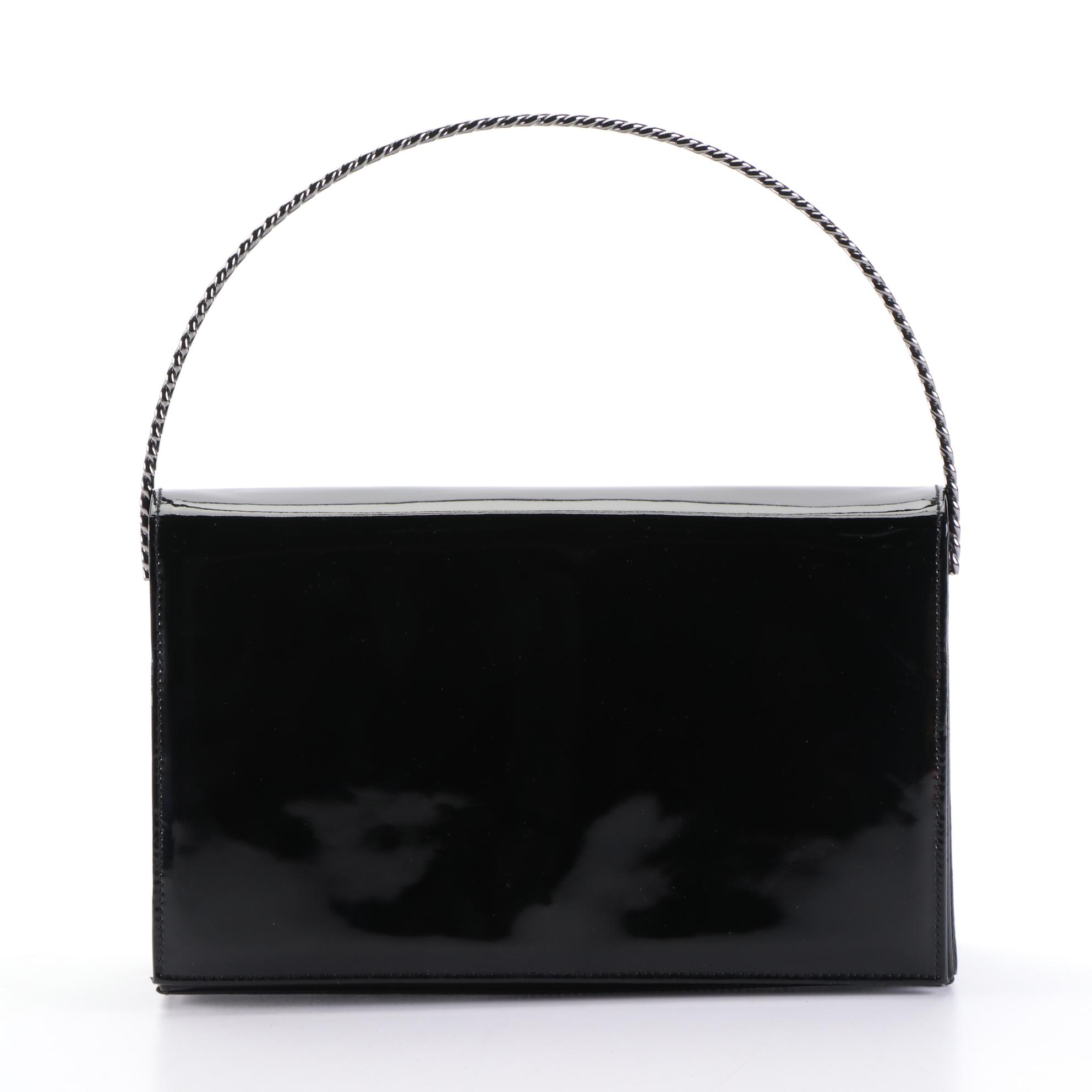 Stuart Weitzman Black Patent Leather Top Handle Handbag in Box ...