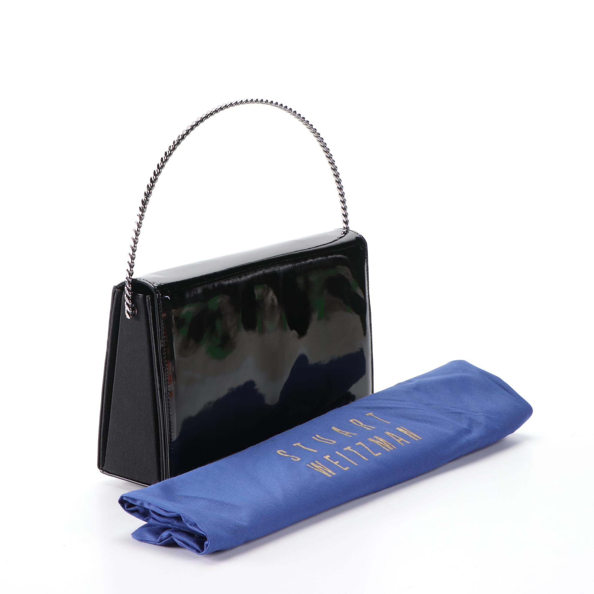 Stuart Weitzman Black Patent Leather Top Handle Handbag in Box ...