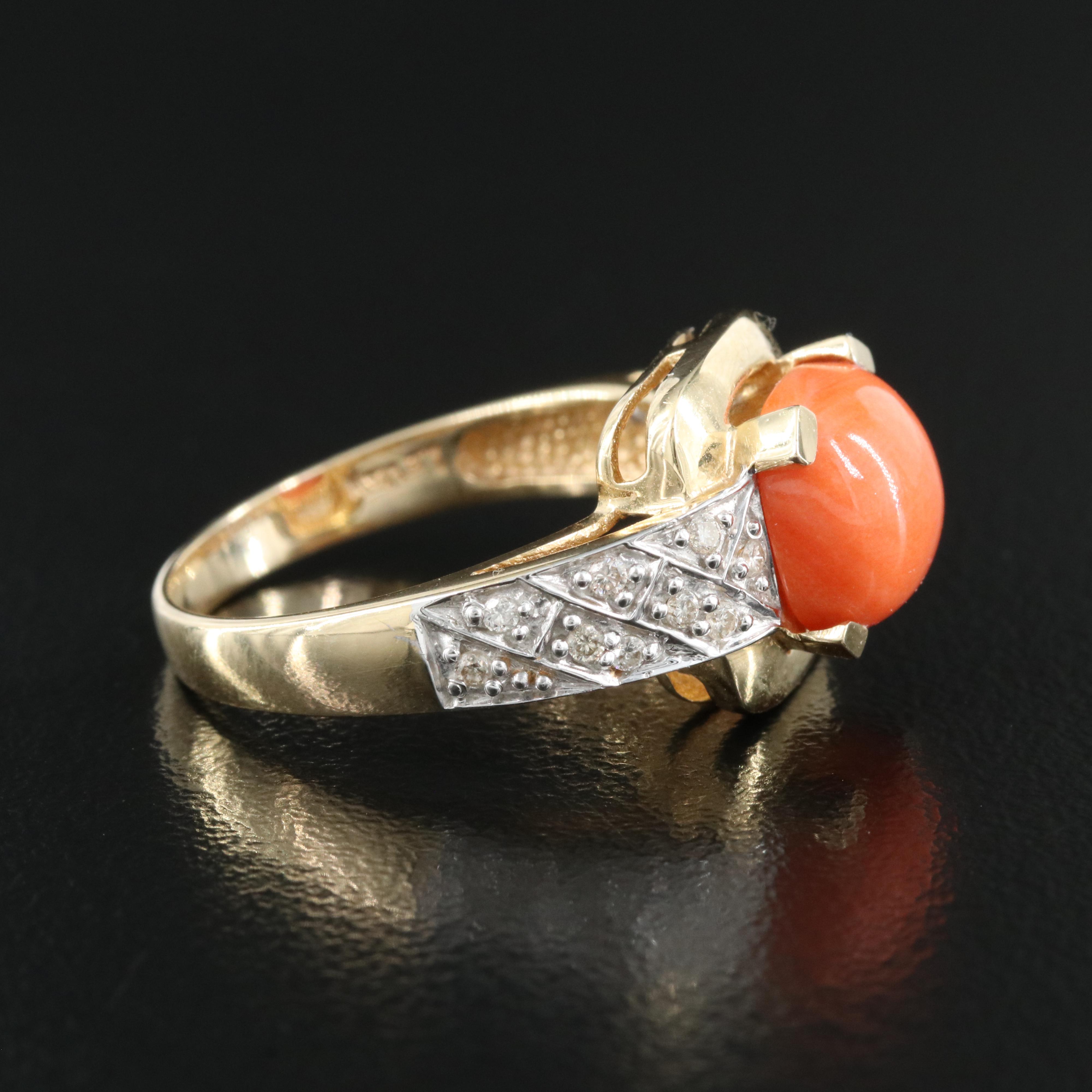 Le Vian 14K Coral and Diamond Ring | EBTH