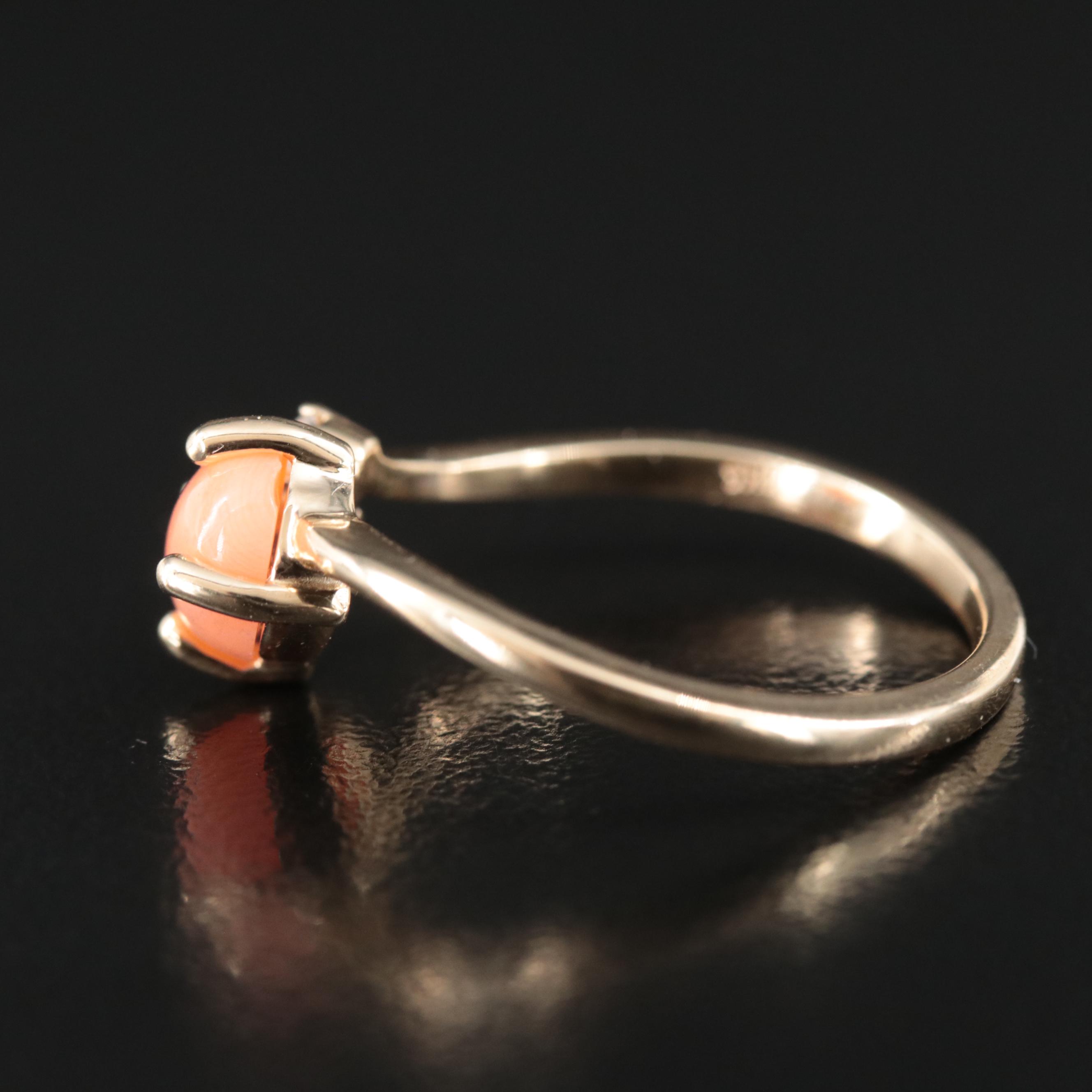 14K Coral and Diamond Ring | EBTH
